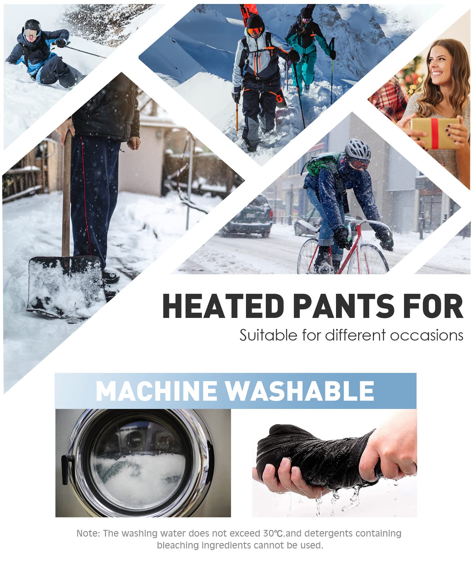 AnPond Electric Heated Pants for Mens with10000mAh Battery Pack;Winter Men's Thermal Plus Heated Underwear;3-Level Adjustment(L)