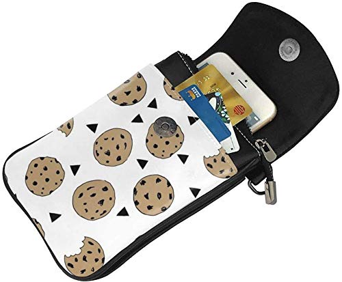 Cookies Food Chocolate Chip Biscuits Women Soft PU Leather Cellphone Purse Wallet Handbag Small Crossbody Shoulder Bag