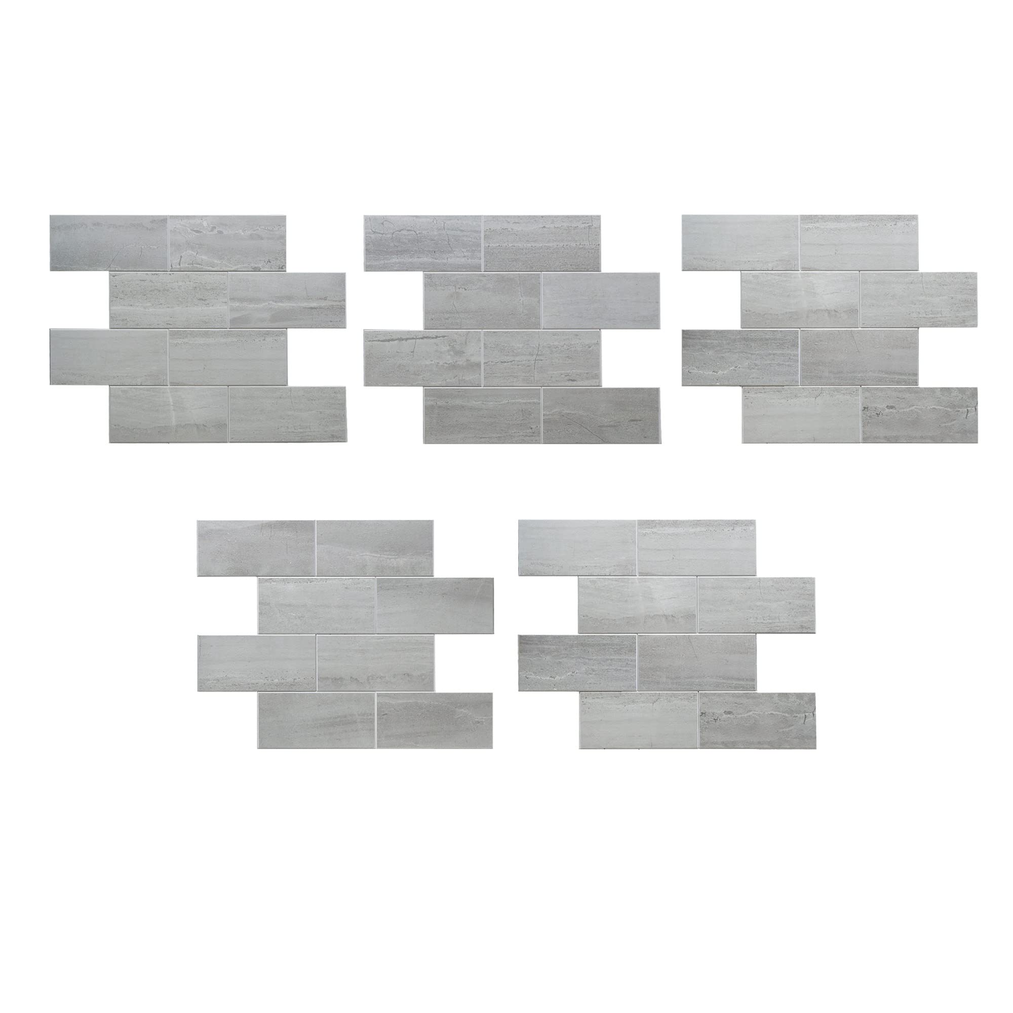 Aspect Peel and Stick Collage Tile in Gray Subway (5-Pack)