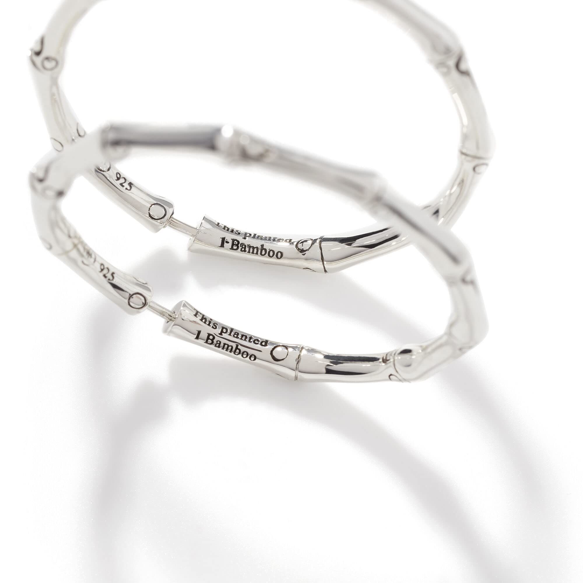 Bamboo Silver Hoop Earrings (30.5)