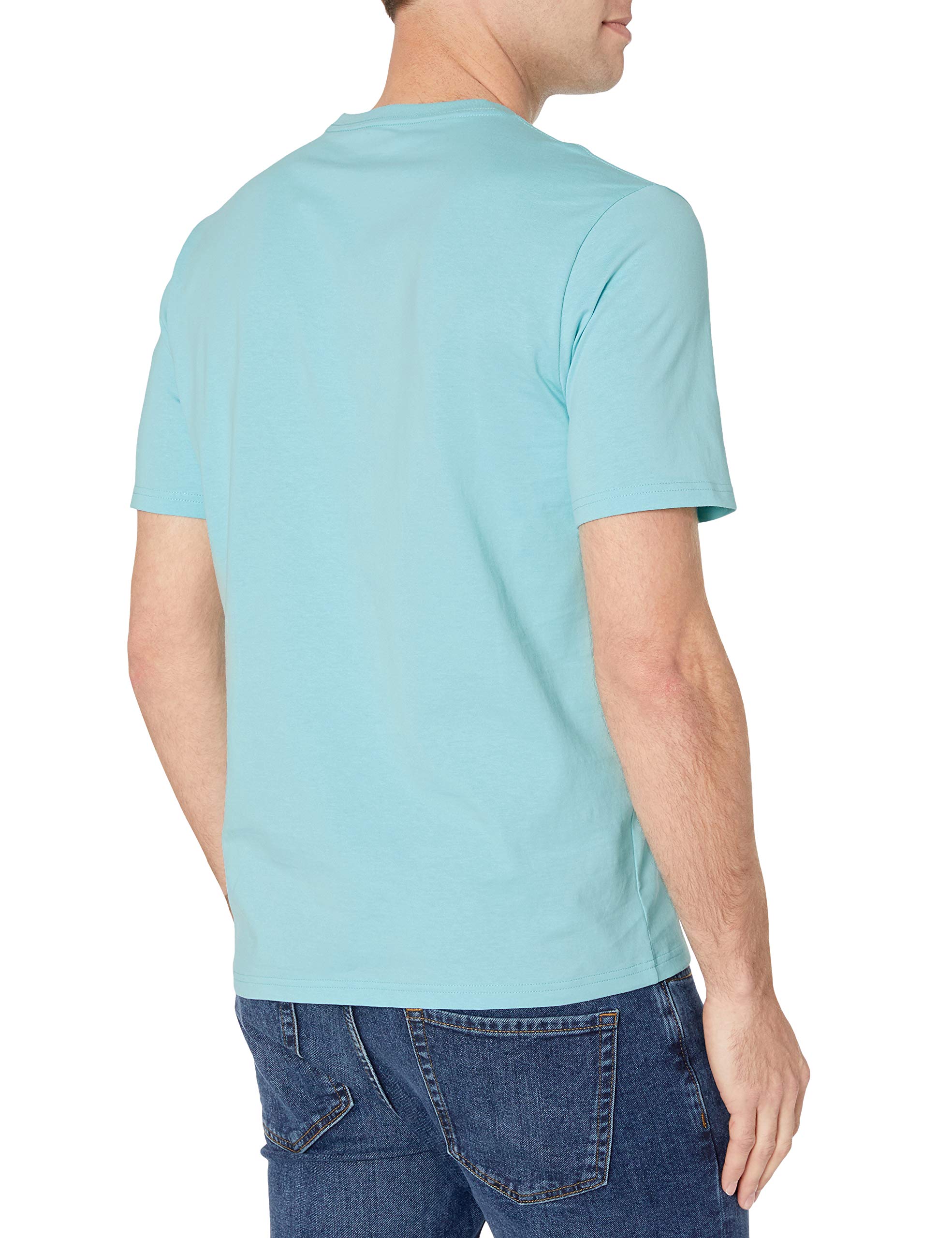 Amazon Essentials Men's Regular-Fit Short-Sleeve V-Neck Pocket T-Shirt, Pack of 2, Aqua Blue/White, Large
