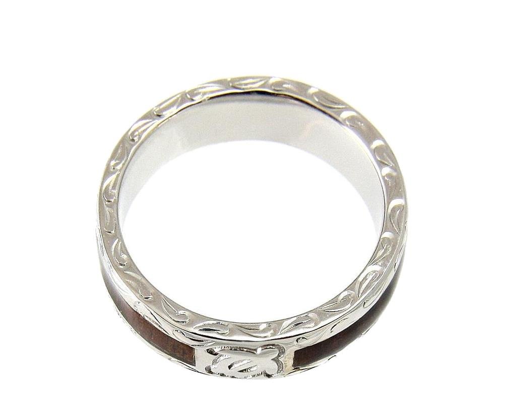 Arthur's Jewelry Genuine Hawaiian koa wood eternity wedding band ring honu turtle 925 silver 6mm size 9