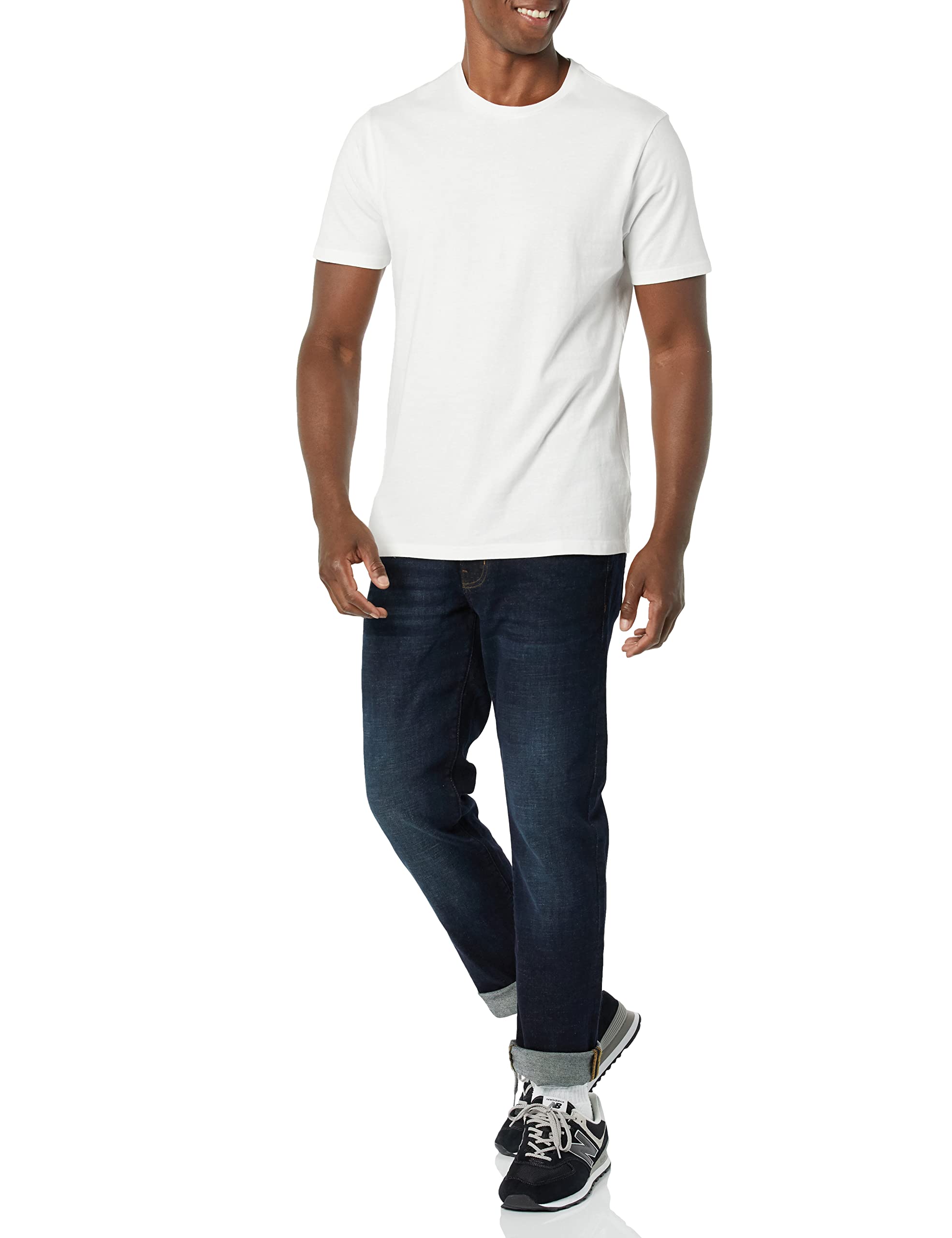 Amazon Essentials Men's Slim-Fit Short-Sleeve Crewneck T-Shirt, Pack of 2, White, Large