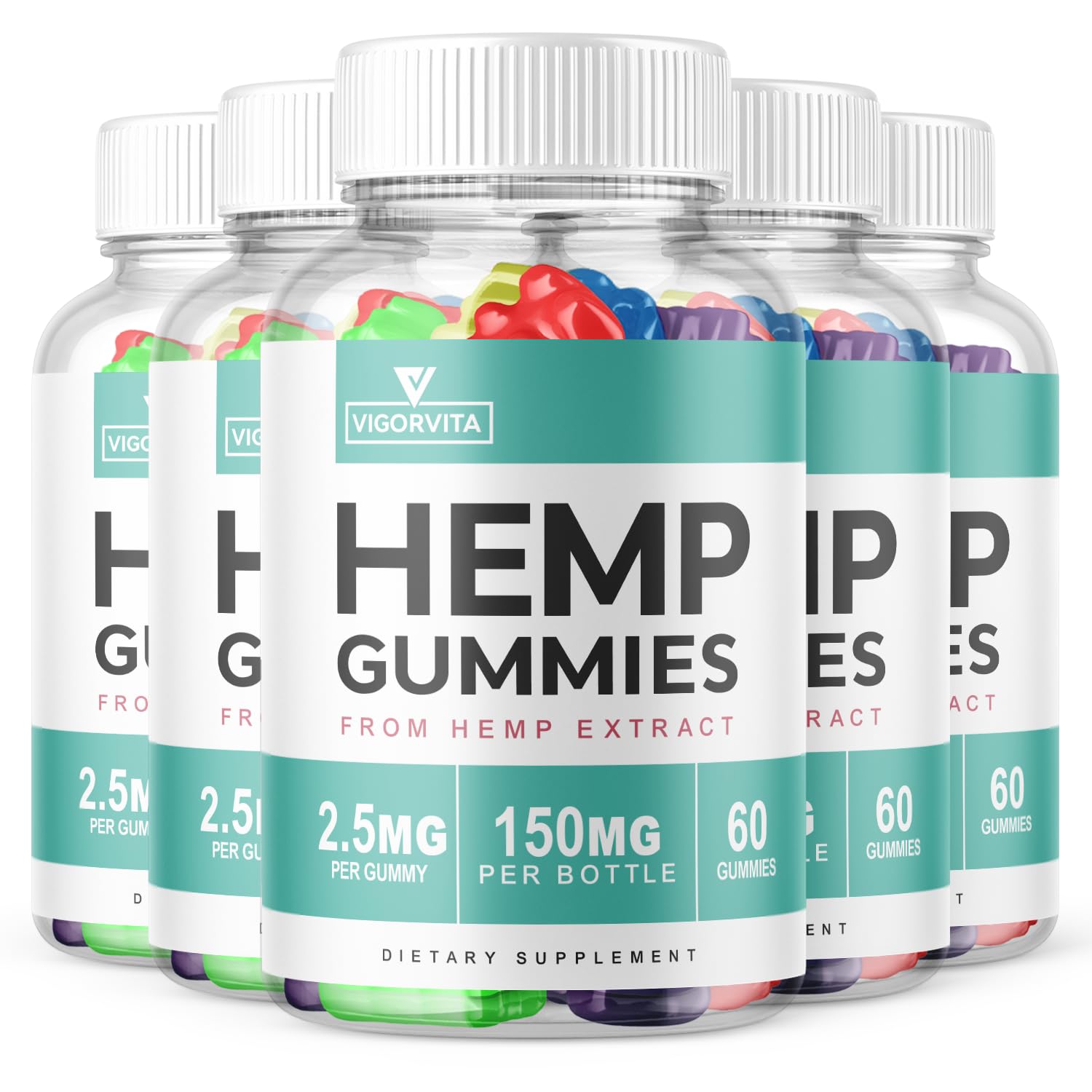 Ark Labs (5 Pack) Vigorvita Gummies - Vigorvita Hemp Gummies Premium Blend Hemp, Vigor Vita Hemp Extract Gummies, Vigorvita Hemp Advanced Formula Hemp Extract Supplement (300 Gummies)