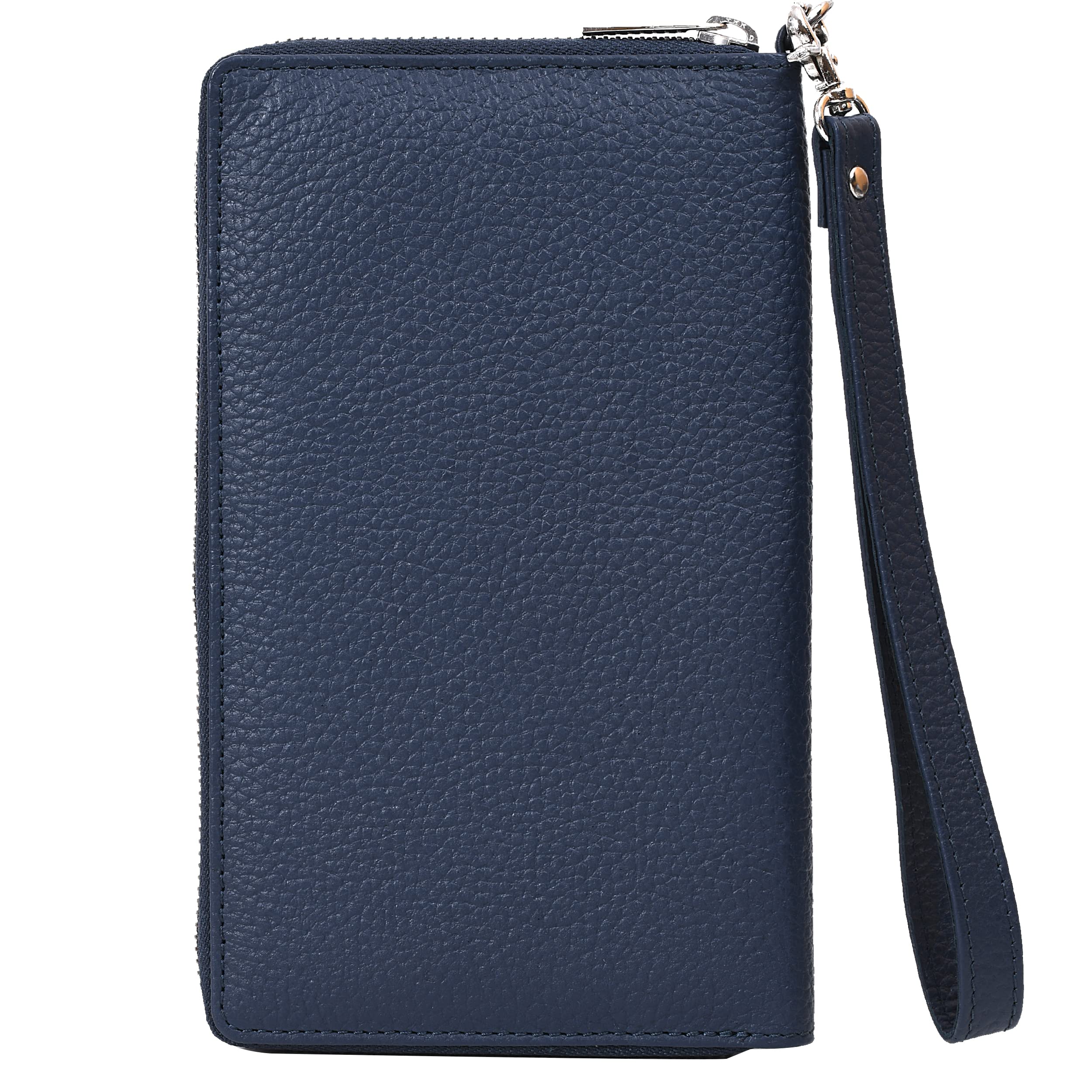 ESTALON Women's Leather Wallet-RFID Blocking Zip Around Wristlet With Mobile Holder