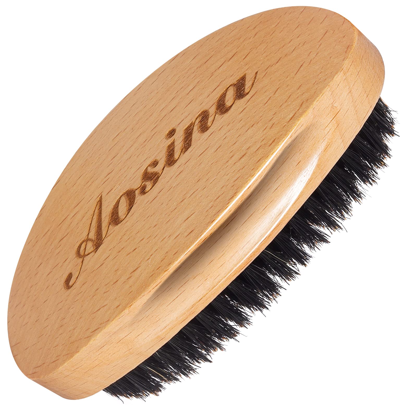 Aosina Wave Brush - Hair Brush for Men with 100% Natural Beech Wood & Reinforced Pure Black Boar Hair Bristle, Soft Beard Brush Hairbrush for Men Perfect for Cultivating Beards, Hair Waves and Wolfing