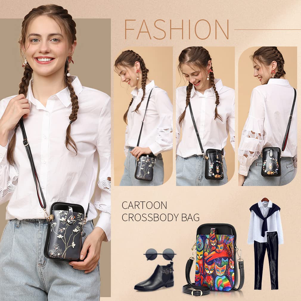 APHISON Small Crossbody Phone Bag For Women Small Cellphone Shoulder Bags Microfiber Leather Wallet Purse