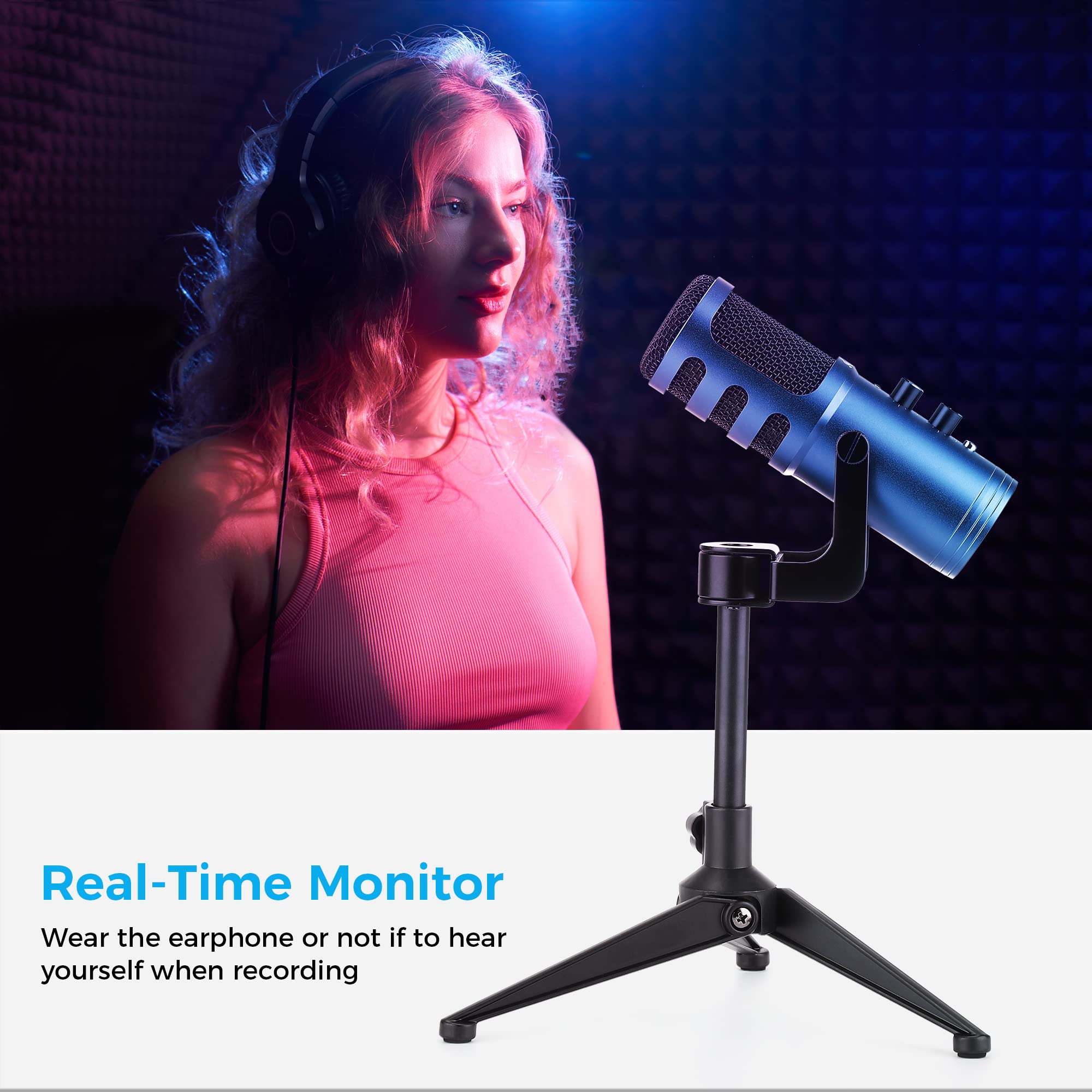 Asmuse USB Microphone Kit, Condenser Microphone with Tripod Stand, 192kHz/24bit Studio Quality Recording for Streaming, Broadcasting, YouTube, Laptop