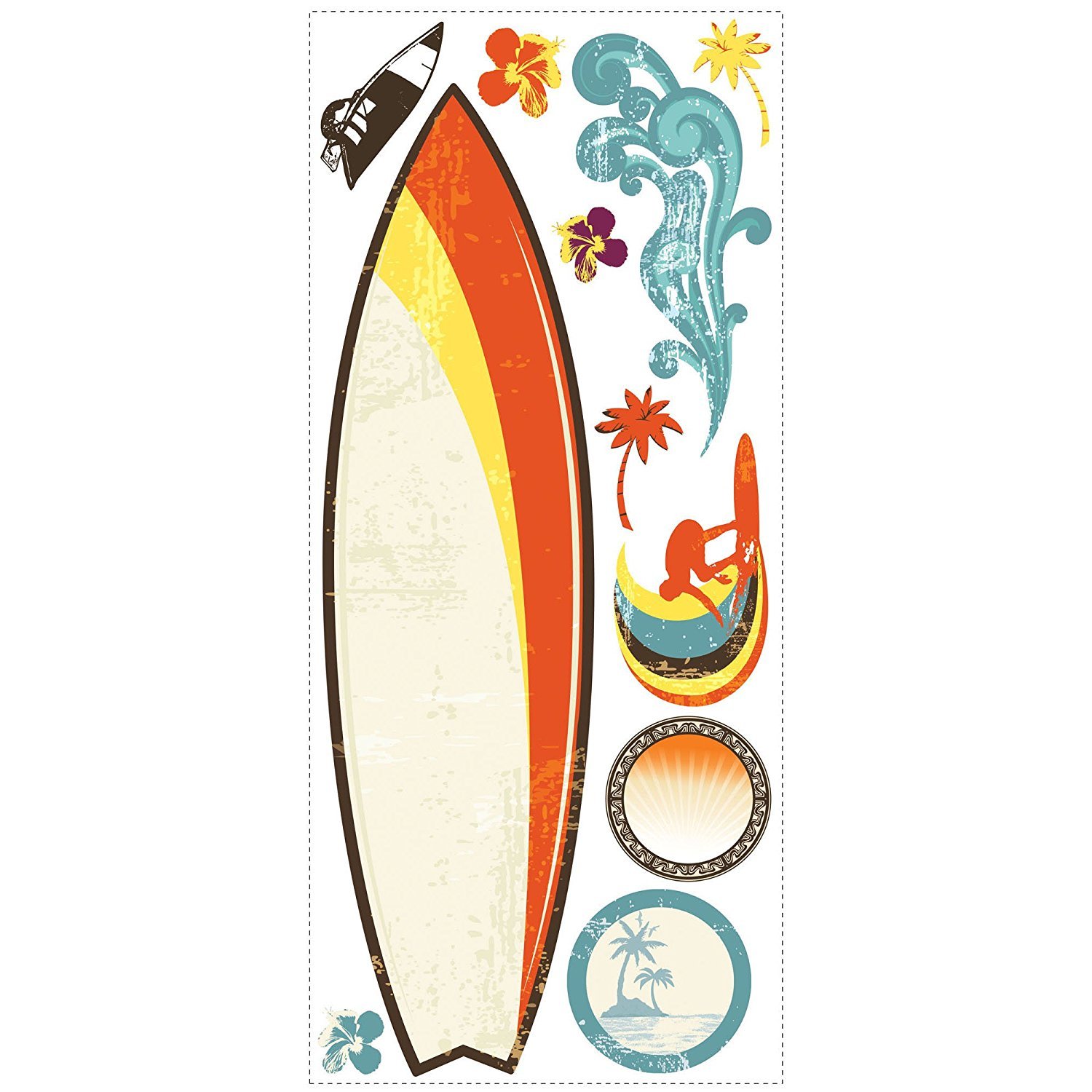 ROOMMATES RMK1788GM Surfs Up Dry Erase Peel and Stick Giant Wall Decals