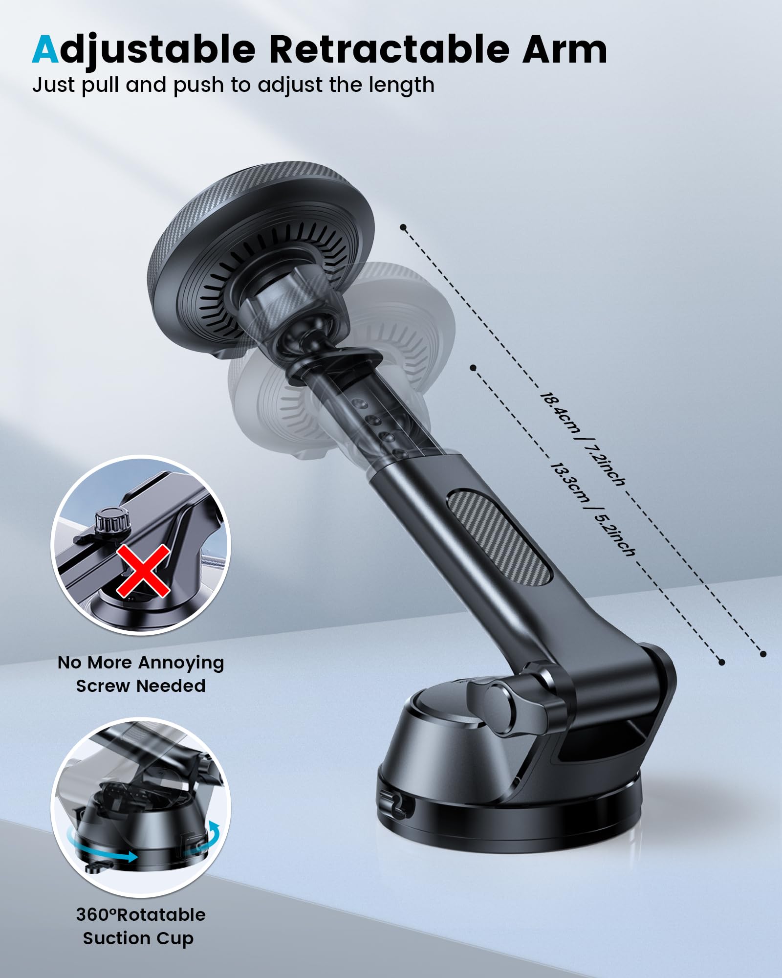 APPS2Car for MagSafe Car Charger Mount, 15W Wireless Car Charger Magnetic Car Phone Holder Mount Charger Dashboard Windshield Vent for iPhone 15/14/13/12 Series, Fast Charging, 17 Strong Magnets