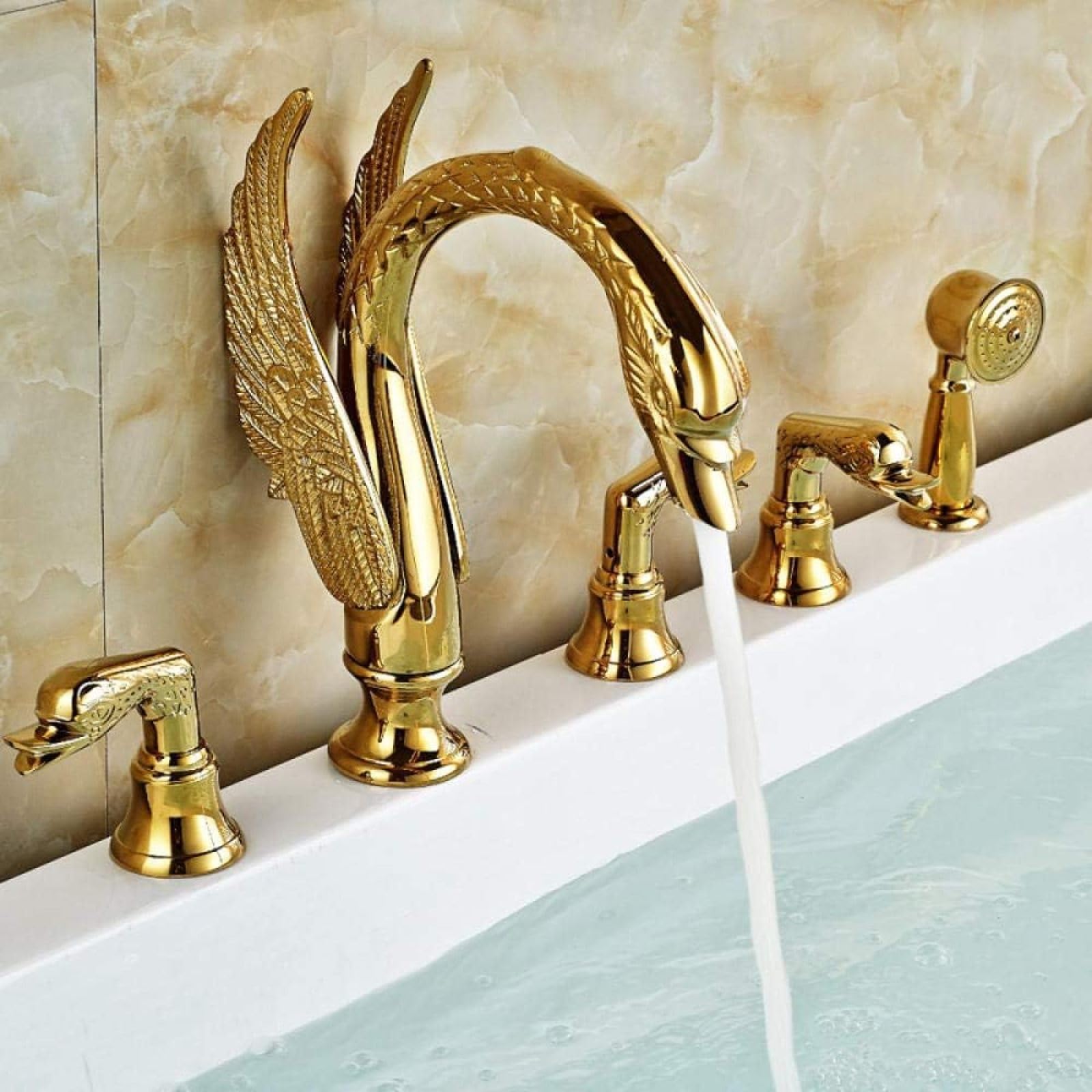 Swan Shape Bathtub Faucet Widespread Bathroom Tub Sink Mixer Tap Handles Bathroom Faucet Artistic Mixer Faucet,Kitchen faucets