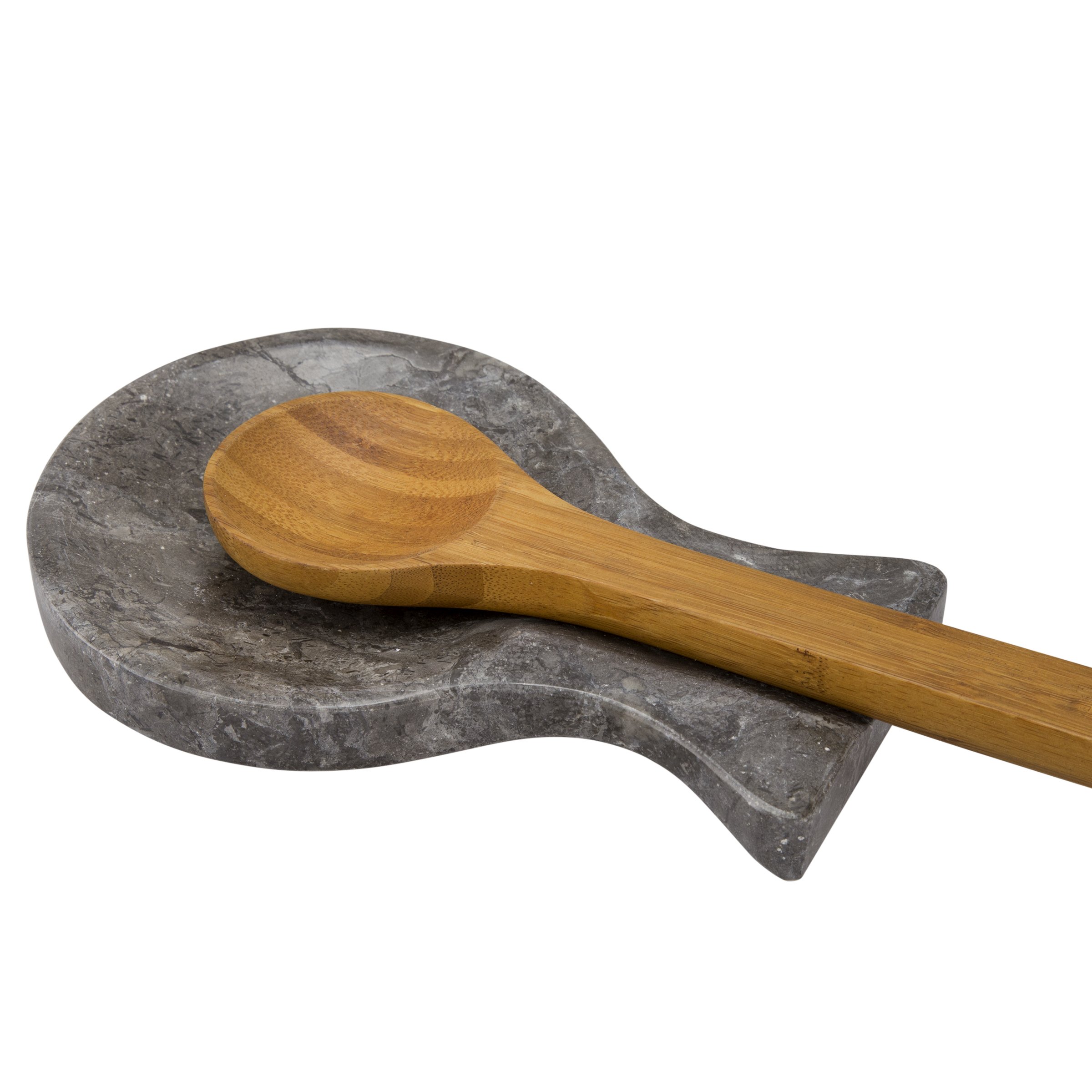 Creative Home Natural Charcoal Marble Spoon Rest Ladle Holder Spatula Holder Kitchen Countertop Organizer, 8.6" x 4-9" x 0.8" H, Dark Grey