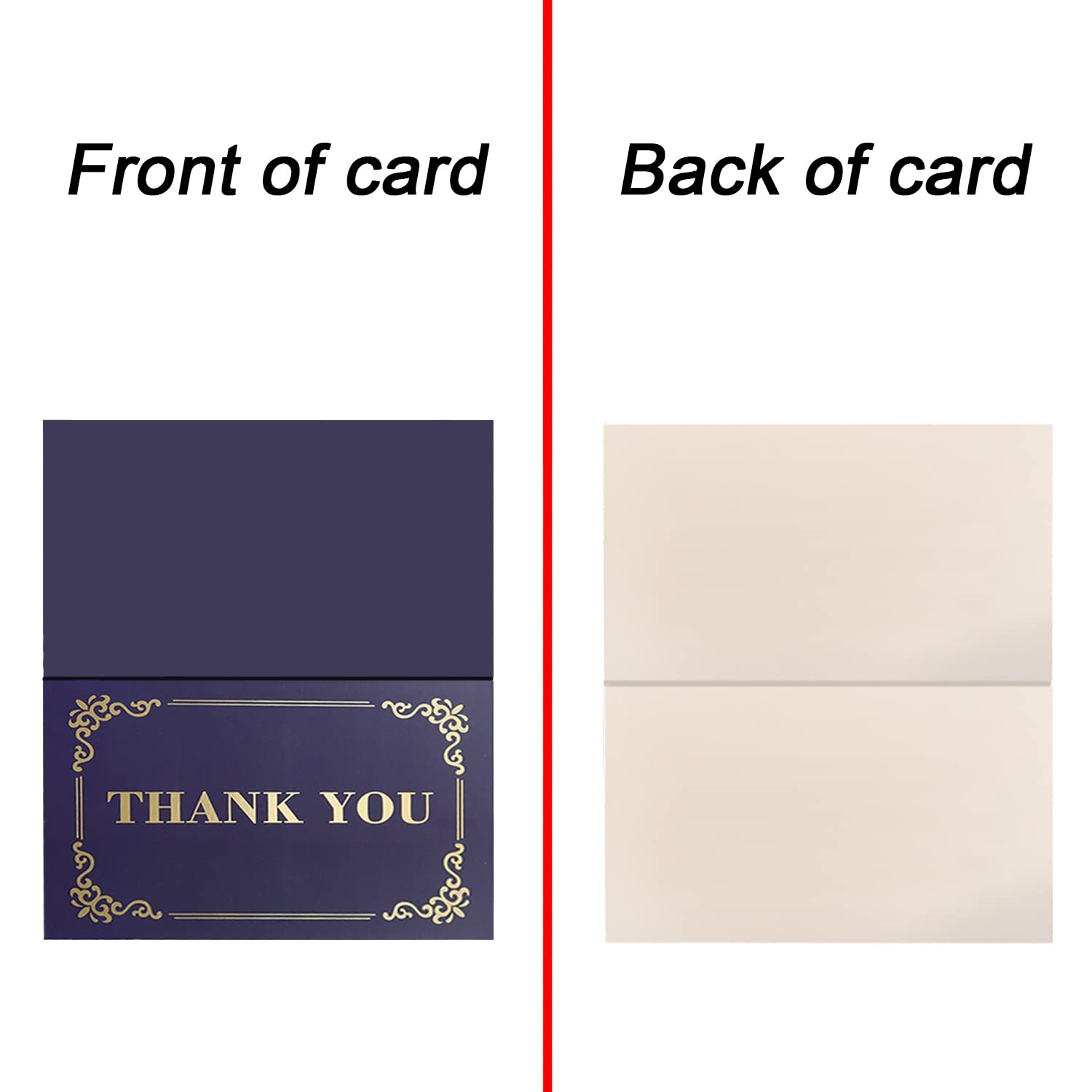 Bonfasvo 100 Pack Blue Thank You Cards & 100 Pack White Envelopes 4.25 x 6.25 inches Elegant Fold Over Greetings Blank Inside, Handwritten Style For Business Graduation Baby Shower & Wedding