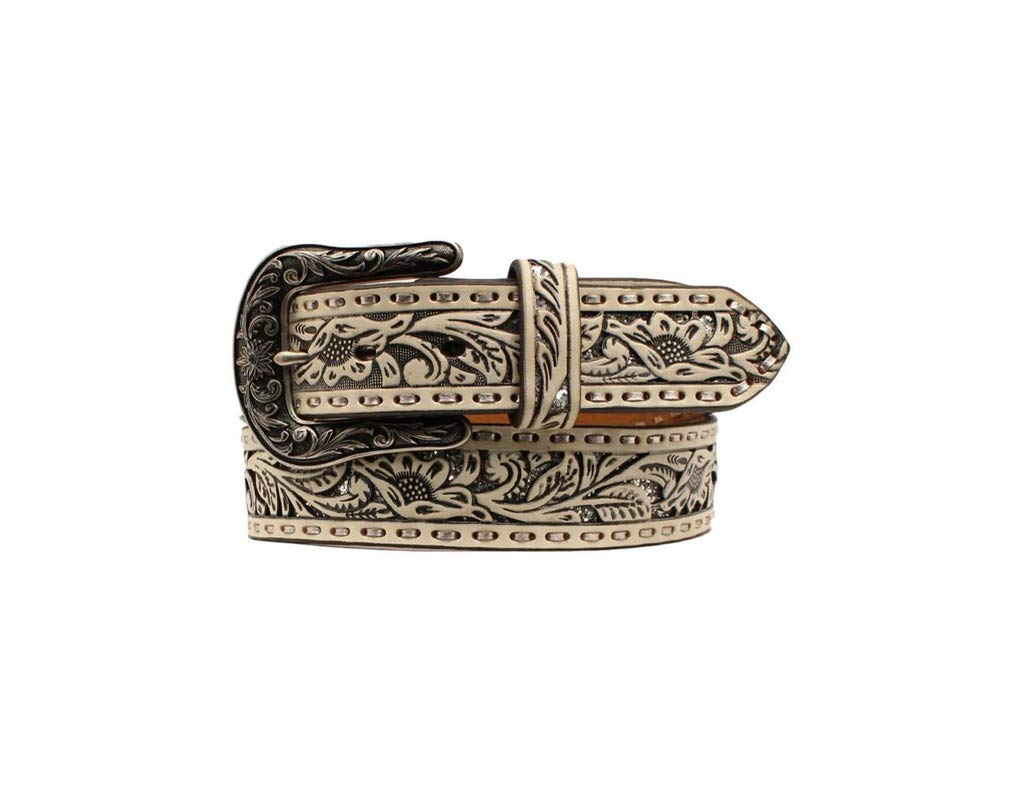 ARIAT Women's Faux Leather Western Belt White Medium