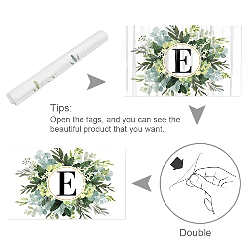 Aquarium Background Monogram Letter E 12.4x24.4 inch Fish Tank Background PVC Fish Backdrop Wallpaper for Background Aquarium Spring Summer Watercolor Eucalyptus Leaves