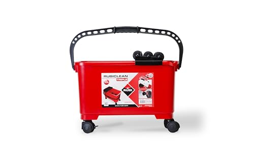RUBICLEAN Triple SuperPro Grout Bucket System – Lightweight, Durable Washboy with 3 Spiral Rollers, 5.3 gal Capacity, Wheels, and Carry Handle – Ideal for Tile Installation and Cleaning