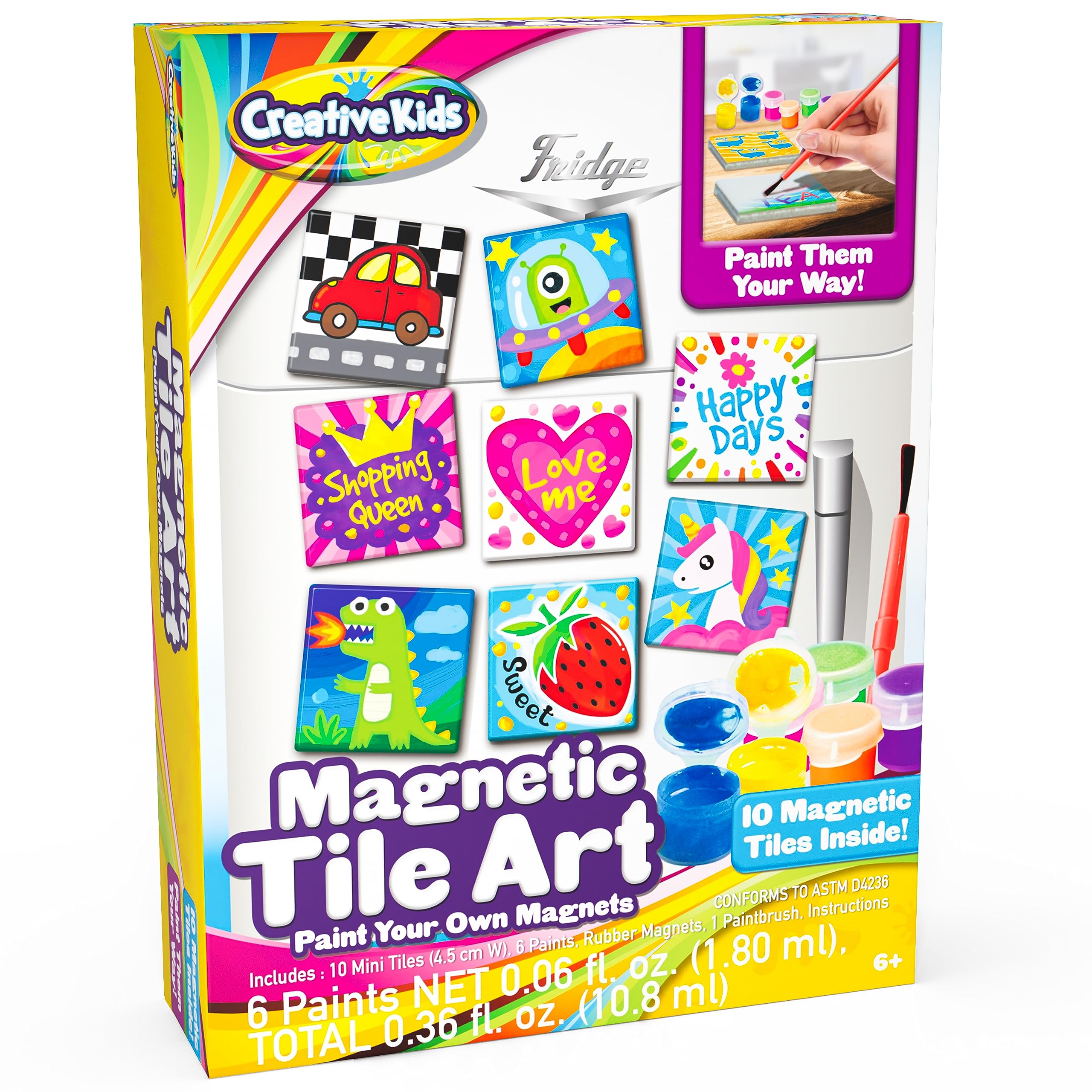 Creative Kids Magnetic Mini Tile Art - Make Your Own 10 Fridge Magnets
