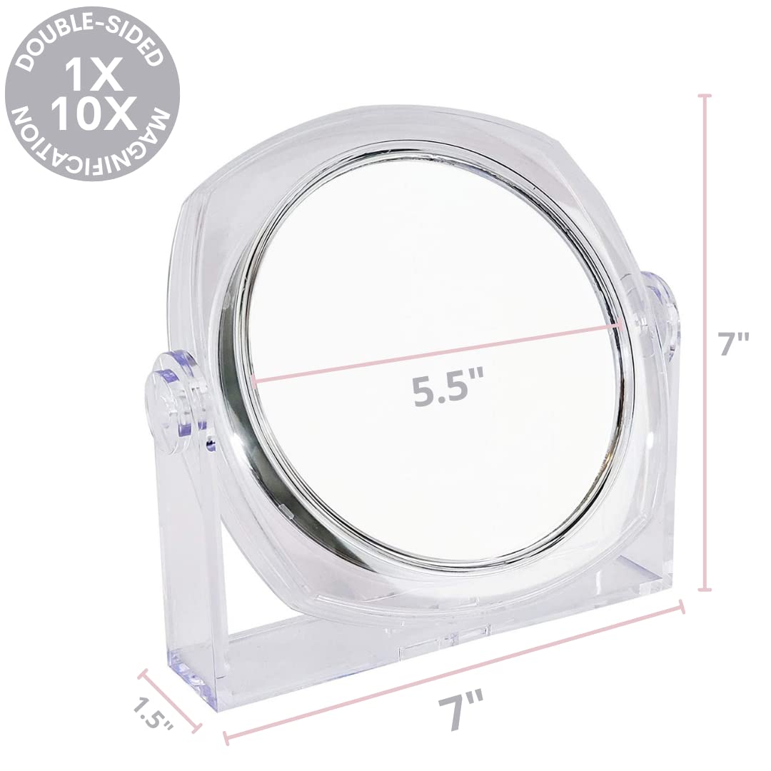 Rucci Clear Vanity Mirror, 1X/10X M821 Mirror Clear Acrylic 6.5 Inch (Pack of 1)
