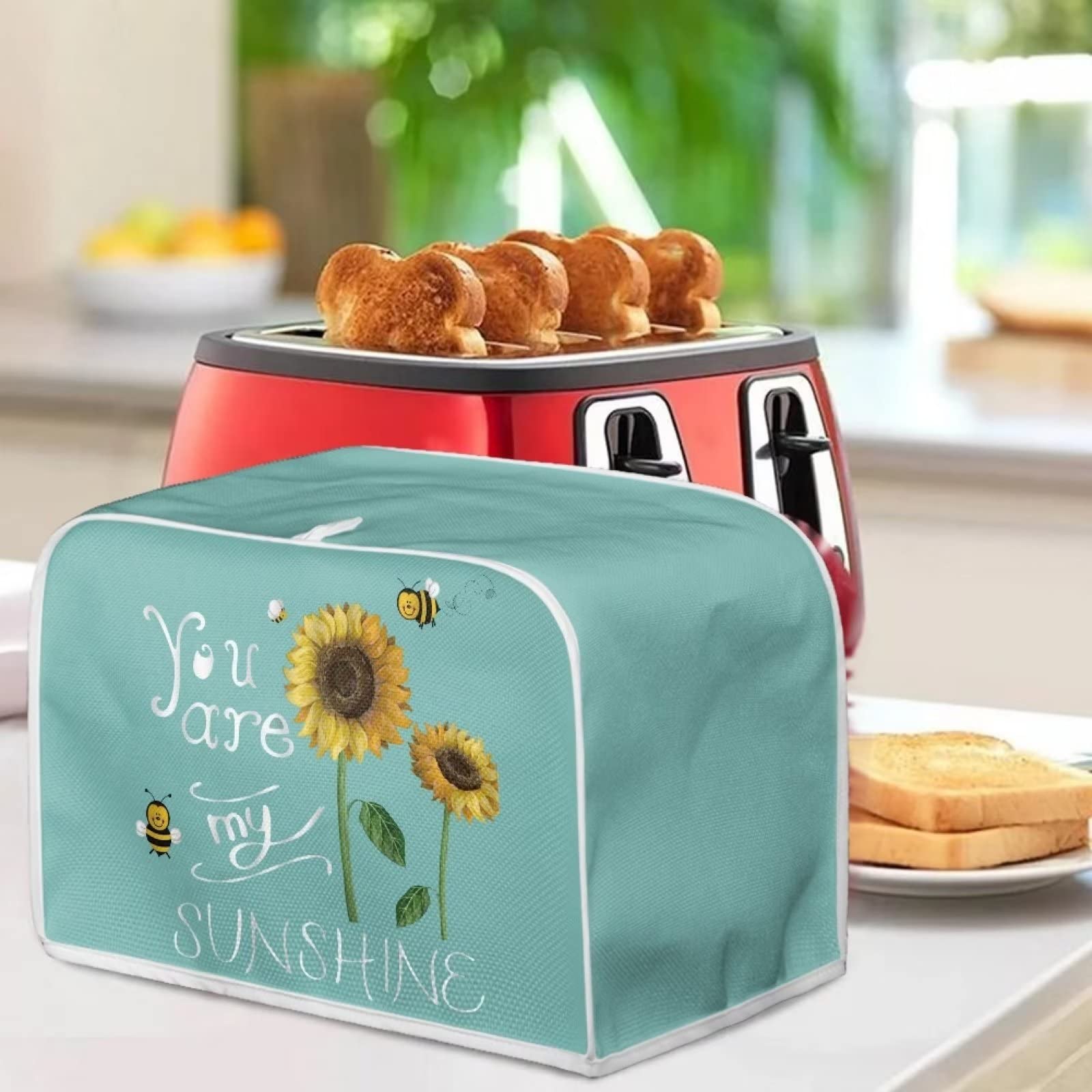 NETILGEN 4 Slice Toaster Dust Cover Bread Machine Oven Dustproof Cover Kitchen Bakeware Protector Dustproof Fingerprint Protection for Women Gift(12.4 x 10.6 x 8.2), You Are My Sunshine