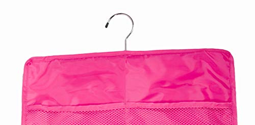 Amborido Dual Side Clothing Hanging Shelves 15 Mesh Pockets Closet Storage Organizer with Metal Hanger Rosy