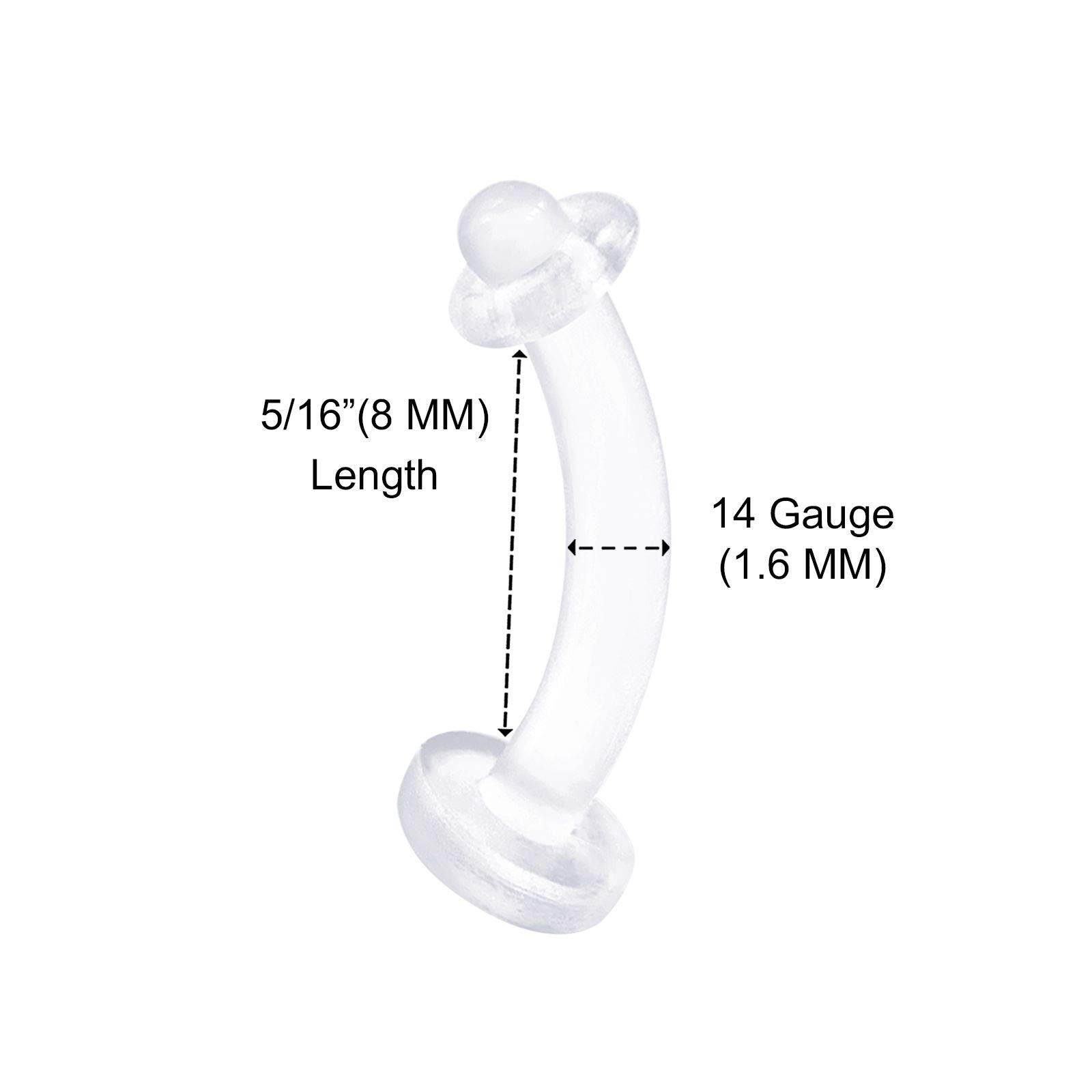 BanaVega 3PCS Flexible Acrylic Clear Belly Button Ring Navel Retainer 14 Gauge 8mm 10mm 12mm Earrings Piercing Jewelry 2464