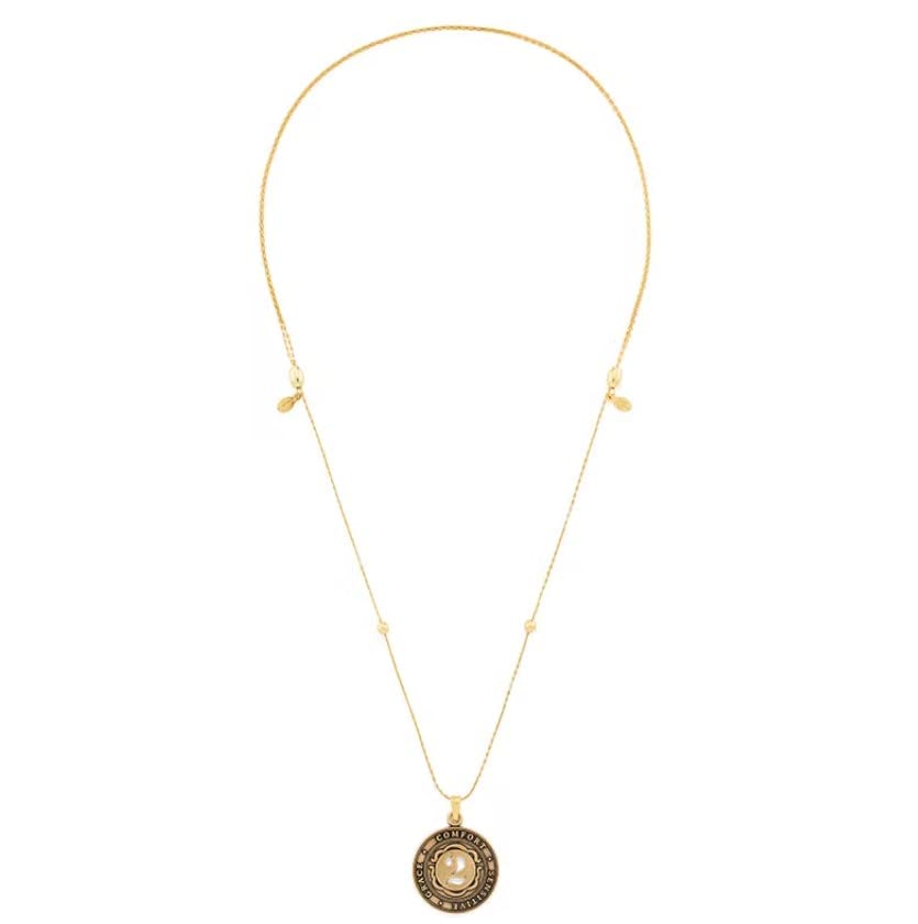 Alex and Ani Numerology Expandable Necklace for Women, Number 2 Pendant, Rafaelian Gold Finish
