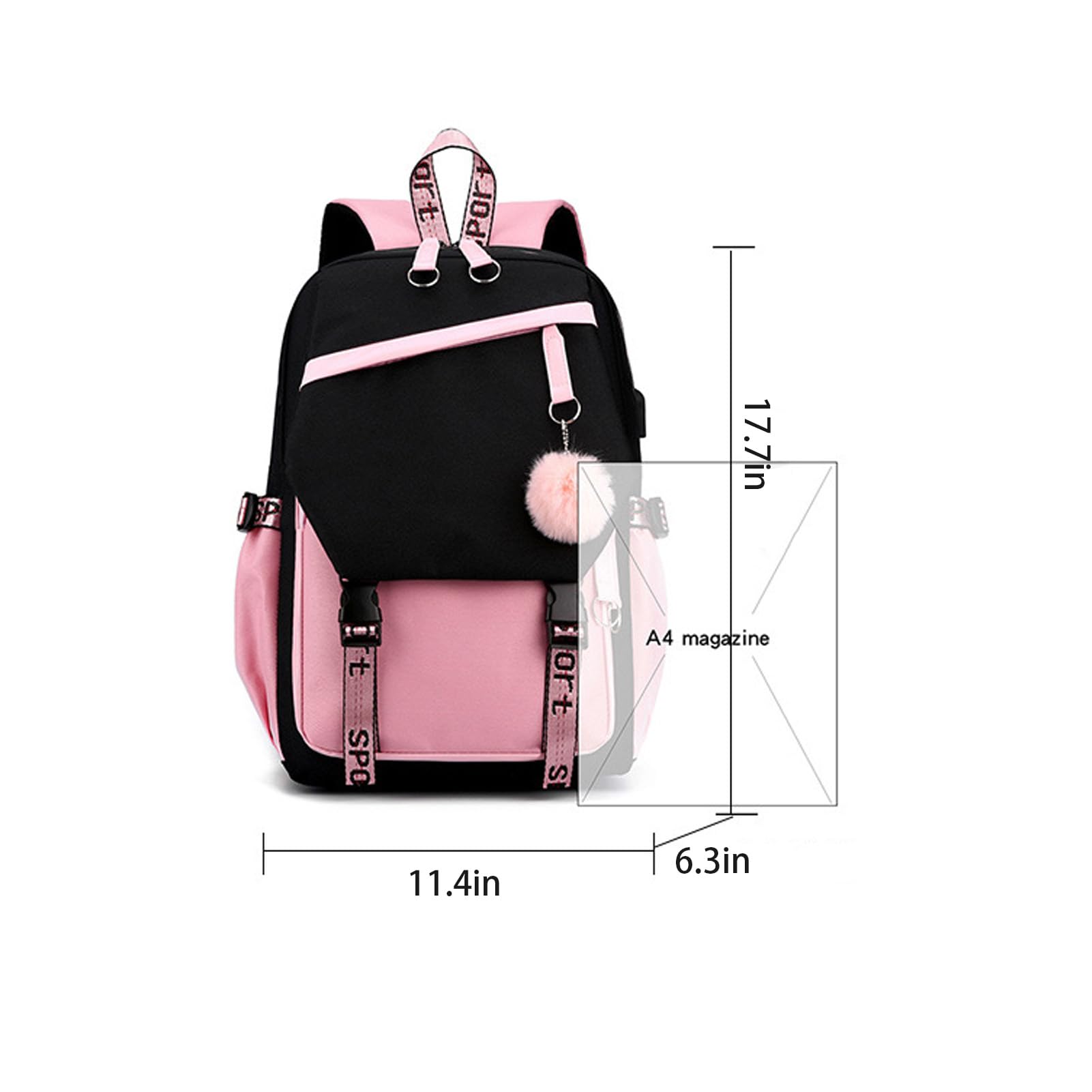 Anime Cartoon Laptop Backpack with USB Charging Port Large Casual Daypack Bag for Mens and Womens