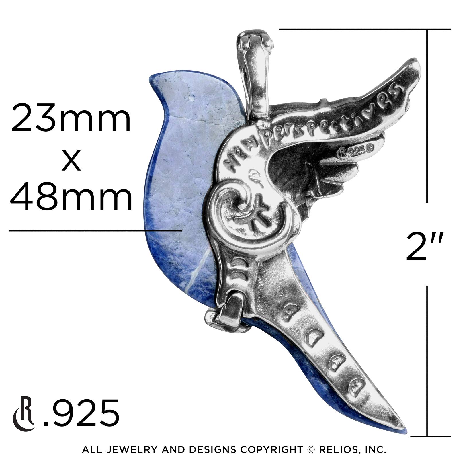 American West Jewelry Sterling Silver Women’s Pendant Enhancer Blue Sodalite Gemstone Spirit Bird Design