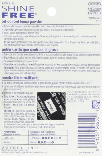 Maybelline New York Shine Free Oil-Control Loose Powder, Medium, 0.7 oz.