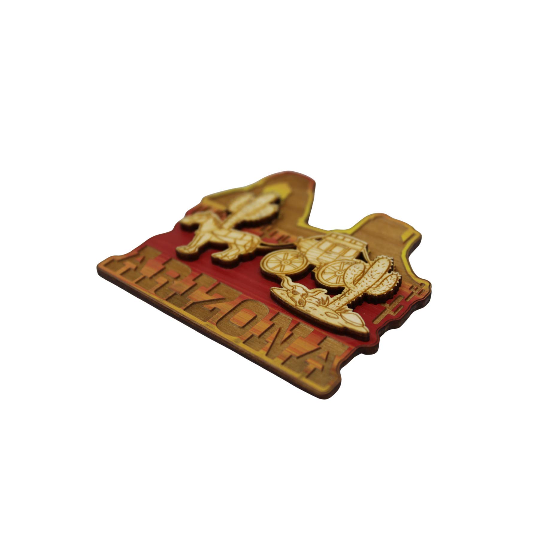Arizona Souvenir Magnet Gift, Made from Natural Wood Engraved Collectible Magnetic Kitchen Decor for Fridge, Office or Whiteboard