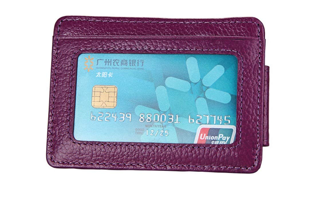 JNKET RFID Blocking Slim Money Clip Genuine Leather Minimalist Front Pocket Wallet for Men Women (Purple)