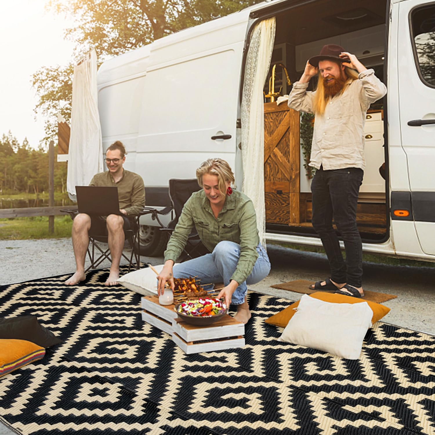 Reeple Reversible Mats, Outdoor Patio Rugs, Plastic Straw Rug, Modern Area Rug, Floor Mat for Outdoors, RV, Patio, Backyard, Deck, Picnic, Beach, Trailer, Camping-Rectangle, 9' x 12, Green