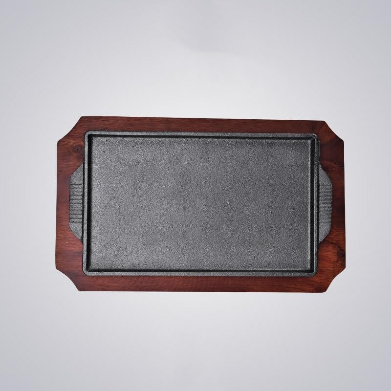 SZTNKSKJ Steak plate sizzle platter cast iron cast iron bakeware cast iron square pan cast iron skillets cast iron platter pan for roti (rectangle 19cm*12cm)
