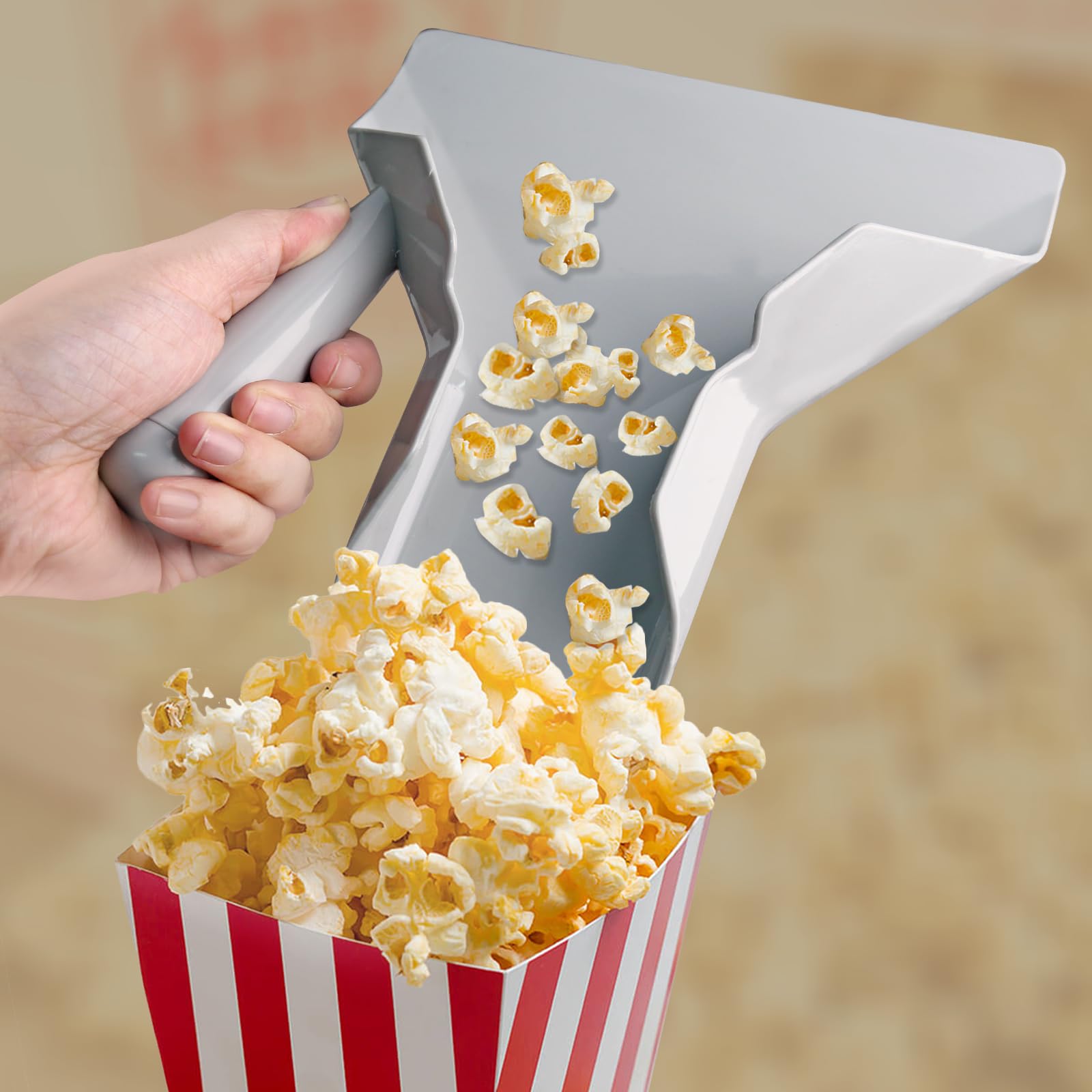 Bonsicoky Polycarbonate French Fry Popcorn Scoop, Quick Fill Tool for Food Bags & Boxes, Multipurpose Utility Scooper for Bagger French Fries, Snacks, Desserts, Ice, Dry Goods(Right Handle)