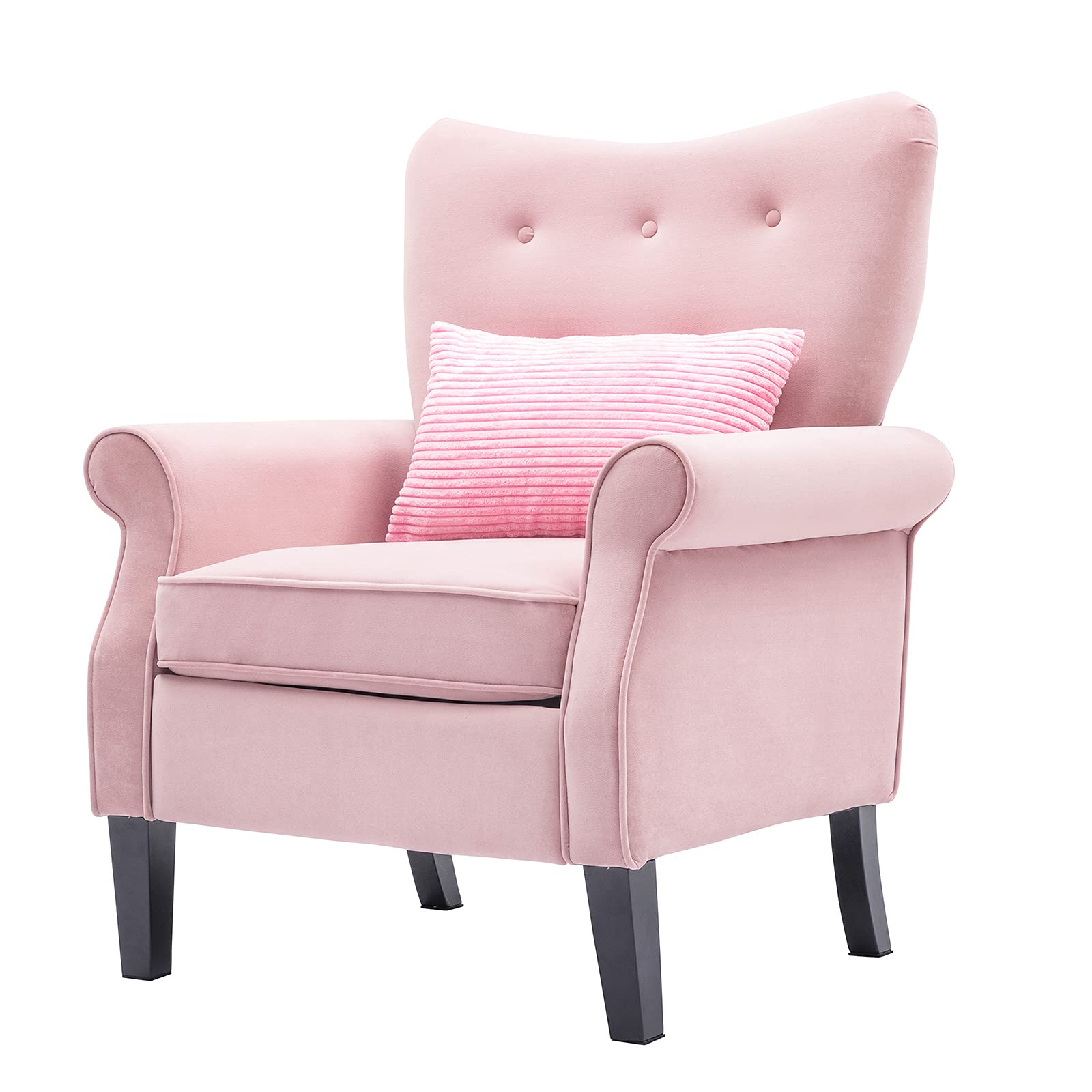 Artechworks Tufted Upholstered Accent Arm Chair, Comfy Single Sofa Club Chair for Living Room, Bedroom, Home Office, Hosting Room,Pink