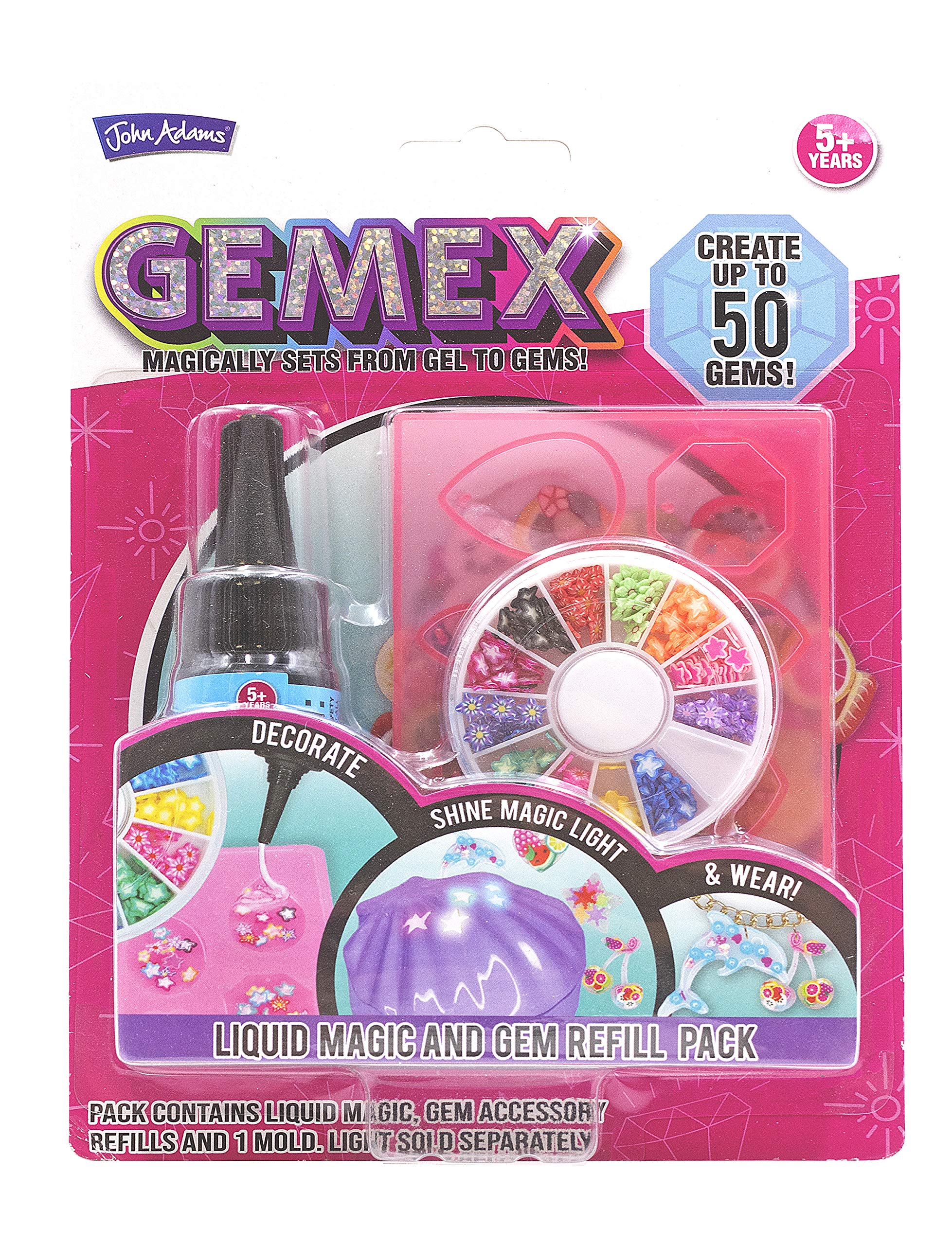 John Adams | GEMEX Refill Set: Magically Sets from Gel to gems! | Arts & Crafts | Ages 5+