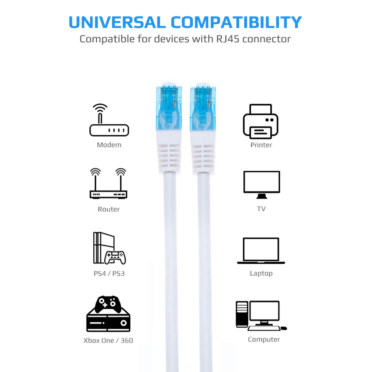 Ethernet Cable 3ft Cat 6 Internet LAN Network Cord RJ45 Patch Cable 10 Gbps Lead Compatible with Video Game Consoles Sony PlayStation PS2 / PS3 / PS4, Xbox/Xbox 360 | Earthnet Cat6 Wire Gigabit UTP