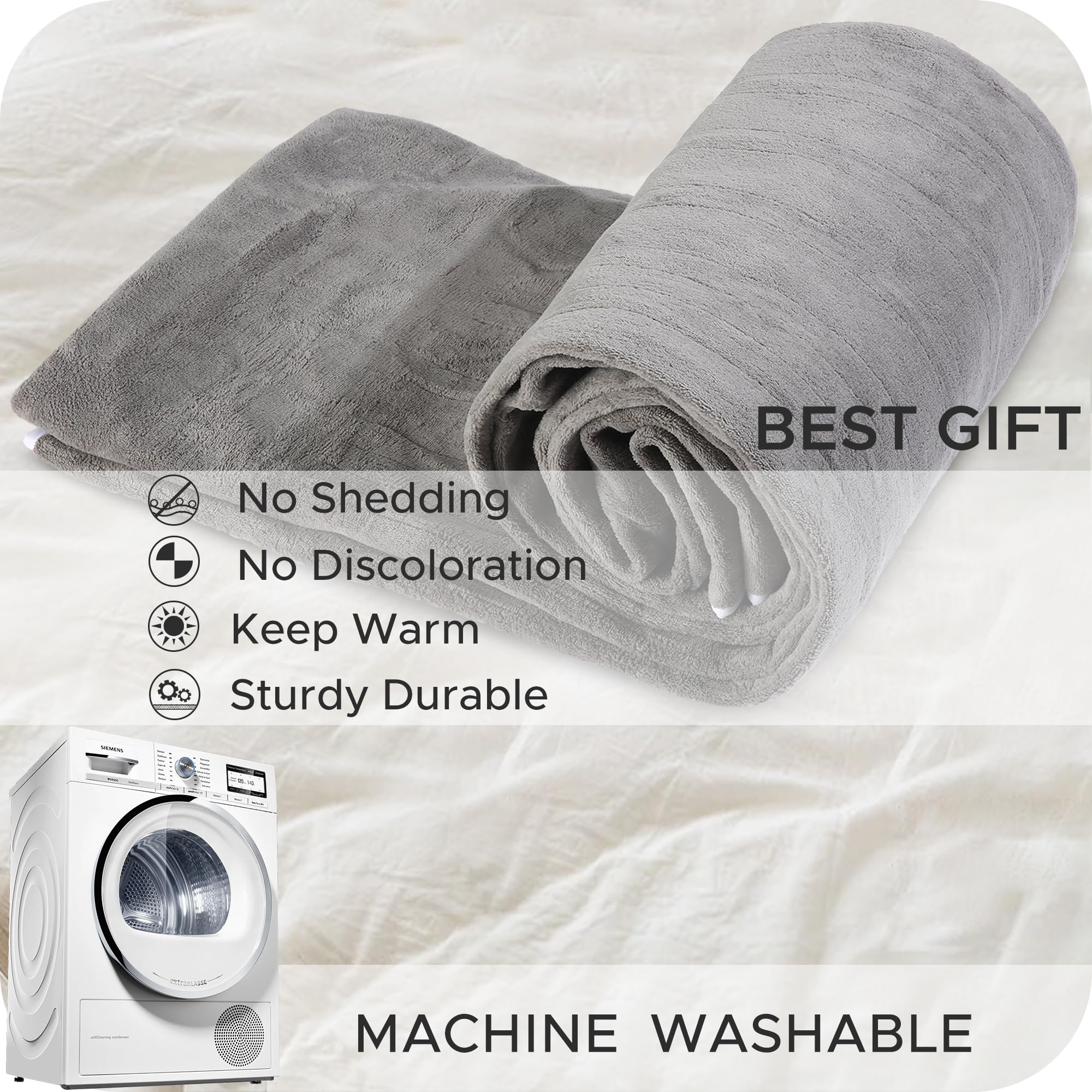 Heated Mattress Pad Queen Size 60"x80", 5 Heating Levels Dual Control with 10 Hours Auto-Off, Warming Bed, Fast Heating Electric Mattress Pad, Grey