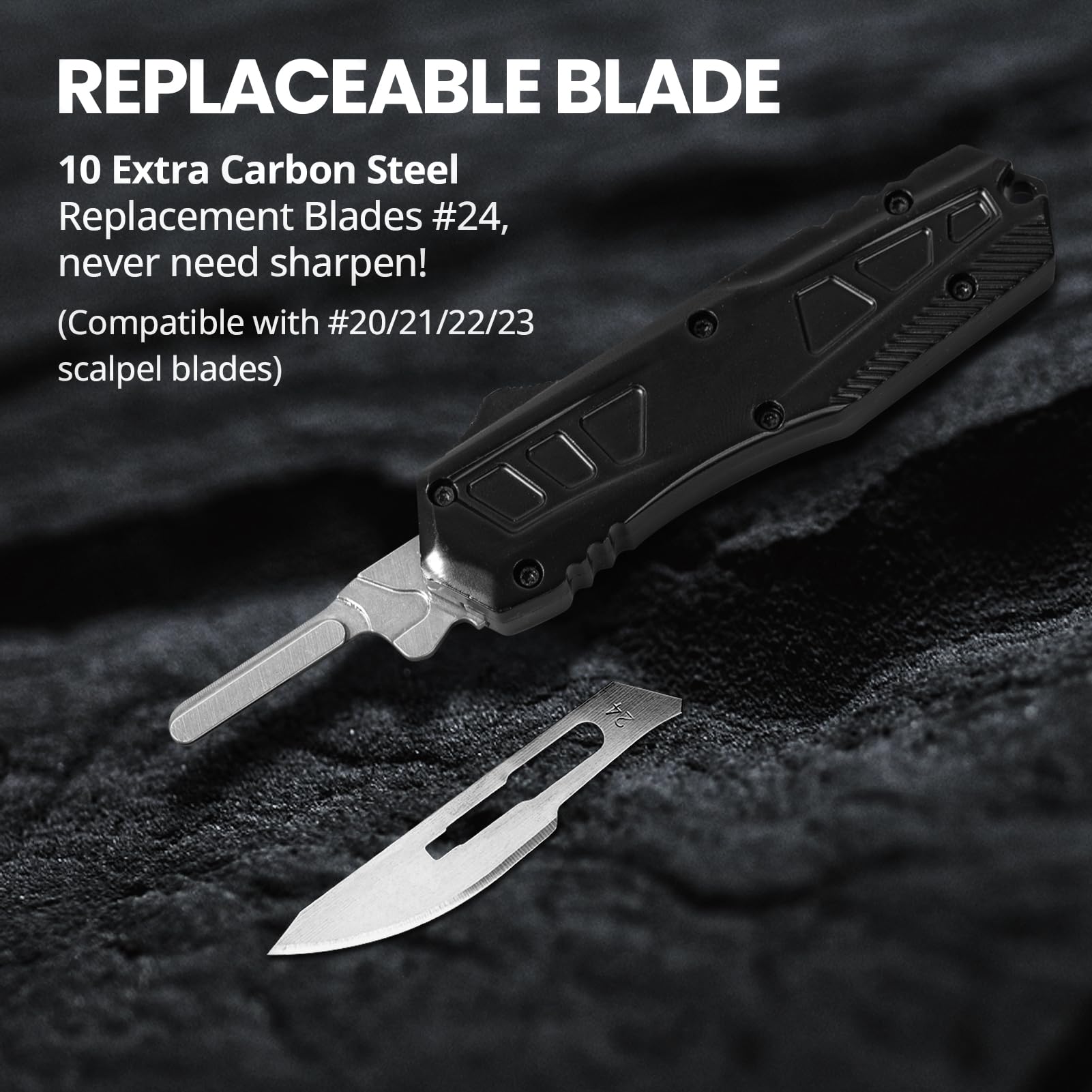LYPOBALA Utility Knife, Retractable Box Cutter, Aluminum Alloy Shell Pocket knives, Small Scalpel Knife, EDC Knife, 10 Extra Carbon Steel Replacement Blades #24, Great Gift for Men Women