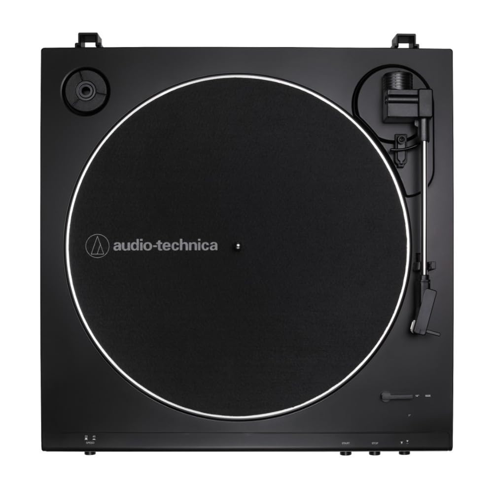 Audio-Technica AT-LP60X Fully Automatic Belt-Drive Stereo Turntable with Built-in Preamp and USB Output Vinyl Playback Bundle with 3-Inch Powered Studio Monitors Pair (Black) (3 Items)