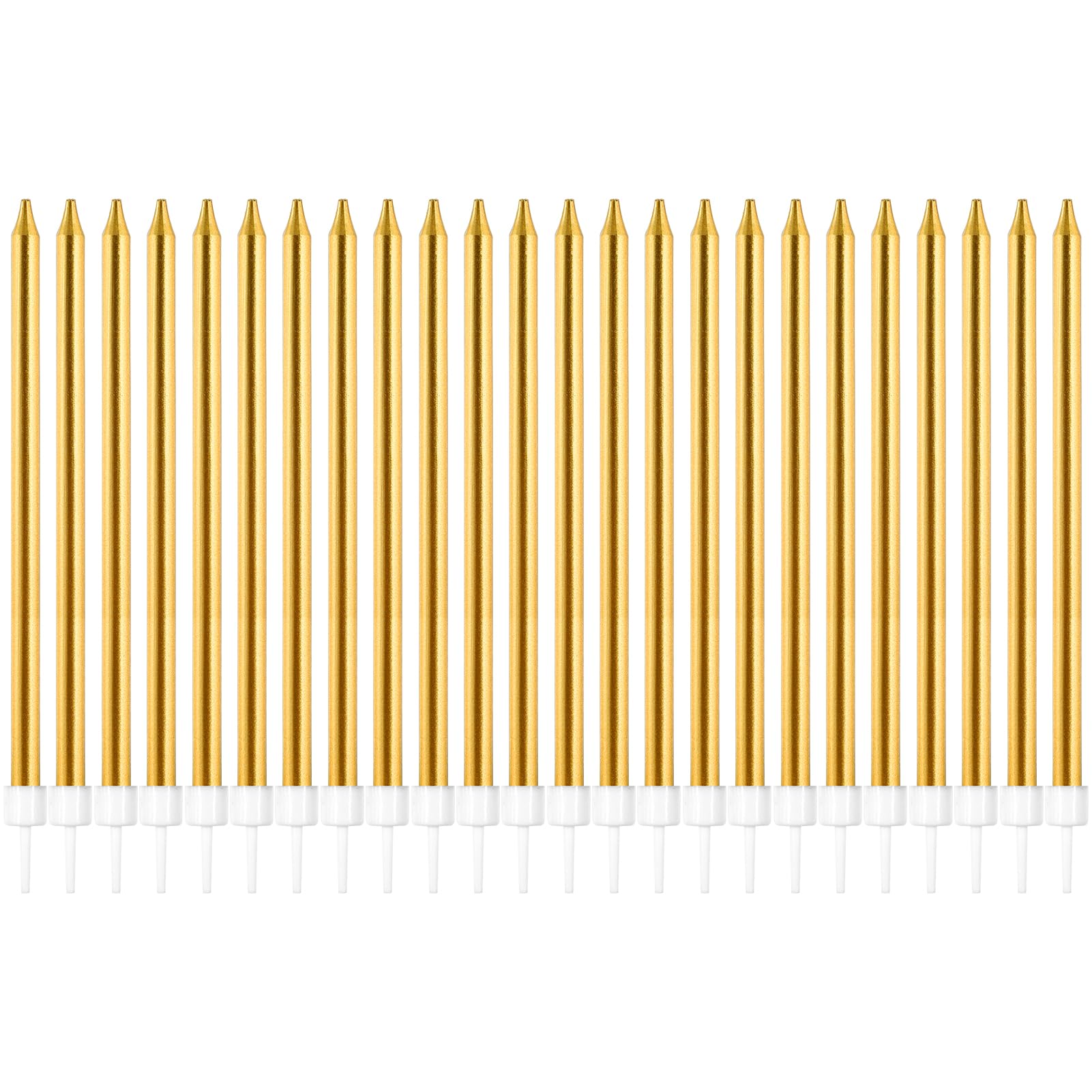 LITAUS, Cake Candles - Gold, 24 Count | Birthday Candles for Cake | Sparkler Candles for Birthday Cake | Happy Birthday Candles | Cake Candles for Cake Decorations, Birthday Parties, Weddings