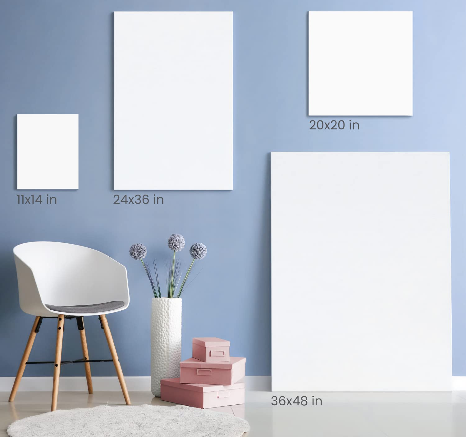 ARTEZA Stretched Canvas, 24 x 36 Inches, Pack of 2, Blank White Large Canvas for Acrylic, Oil and Gouache Painting
