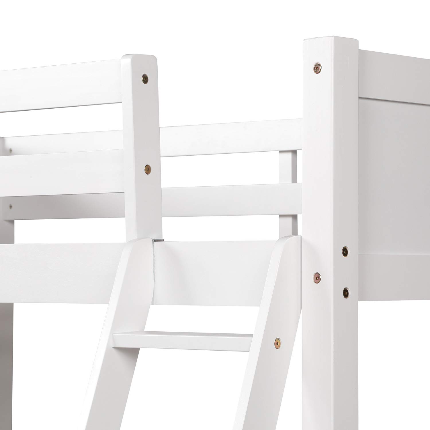 Harper & Bright Designs Loft Bed with Ladder and Safety Rail, Hight Loft Bed Twin Size, Wooden Loft Bed Frame, Twin Size Loft Bed for Decoration of Various Rooms (White)