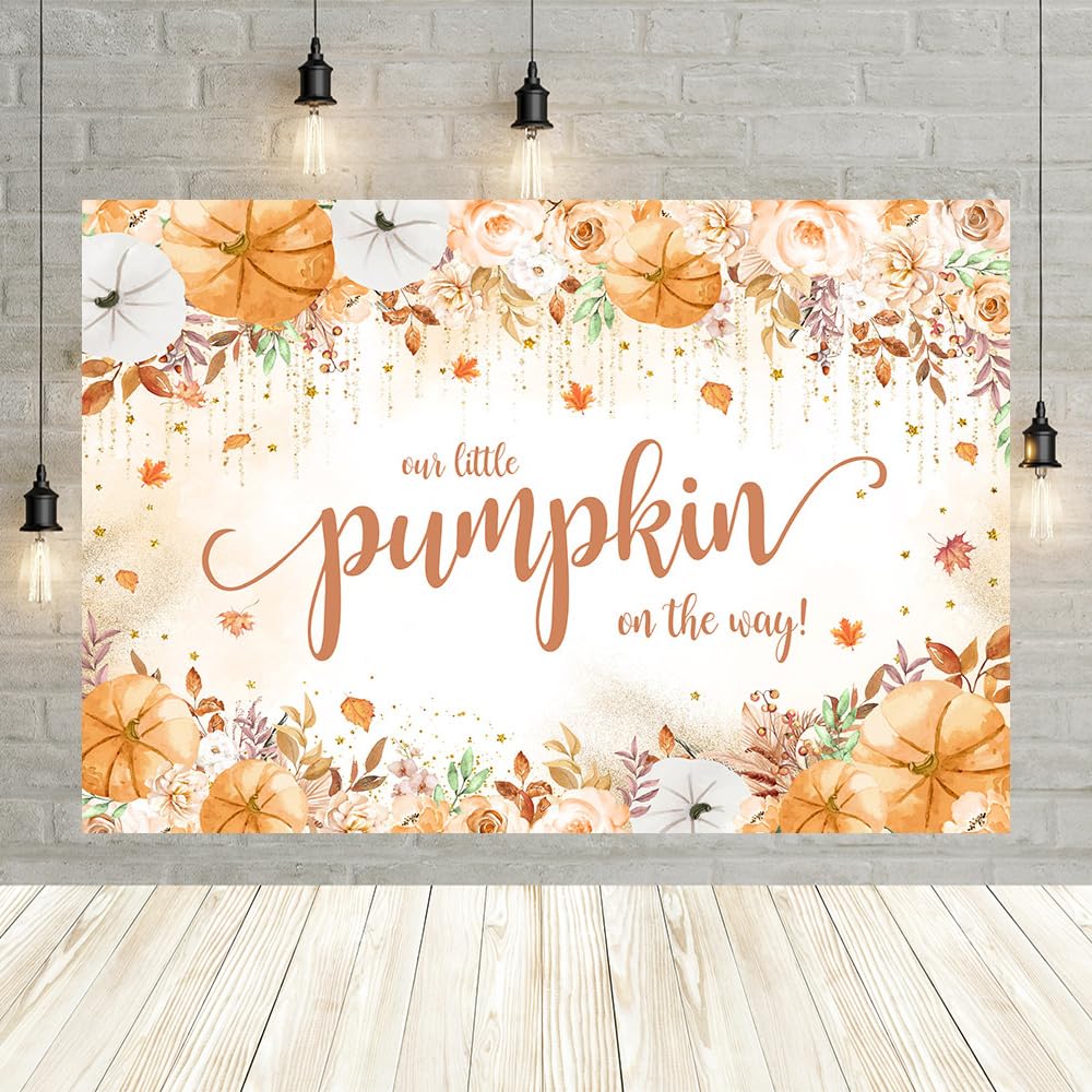 Aprophic Pumpkin Baby Shower Backdrop Fall Baby Shower Decorations Banner Our Little Pumpkin is On The Way Thanksgiving Baby Shower Background Photo Booth Studio 7x5ft
