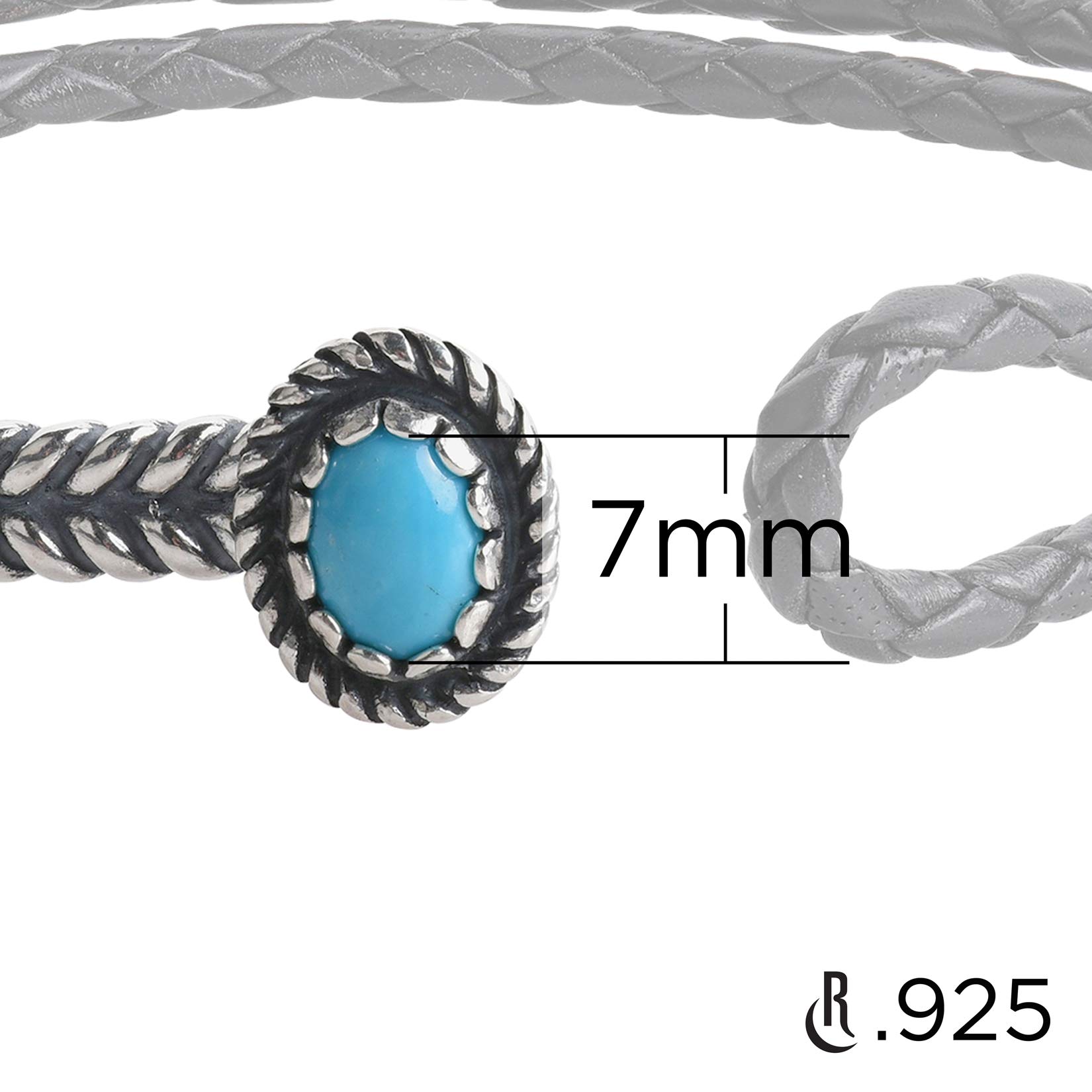 American West Sterling Silver Women's Leather Bracelet Blue Turquoise Gemstone Size Small