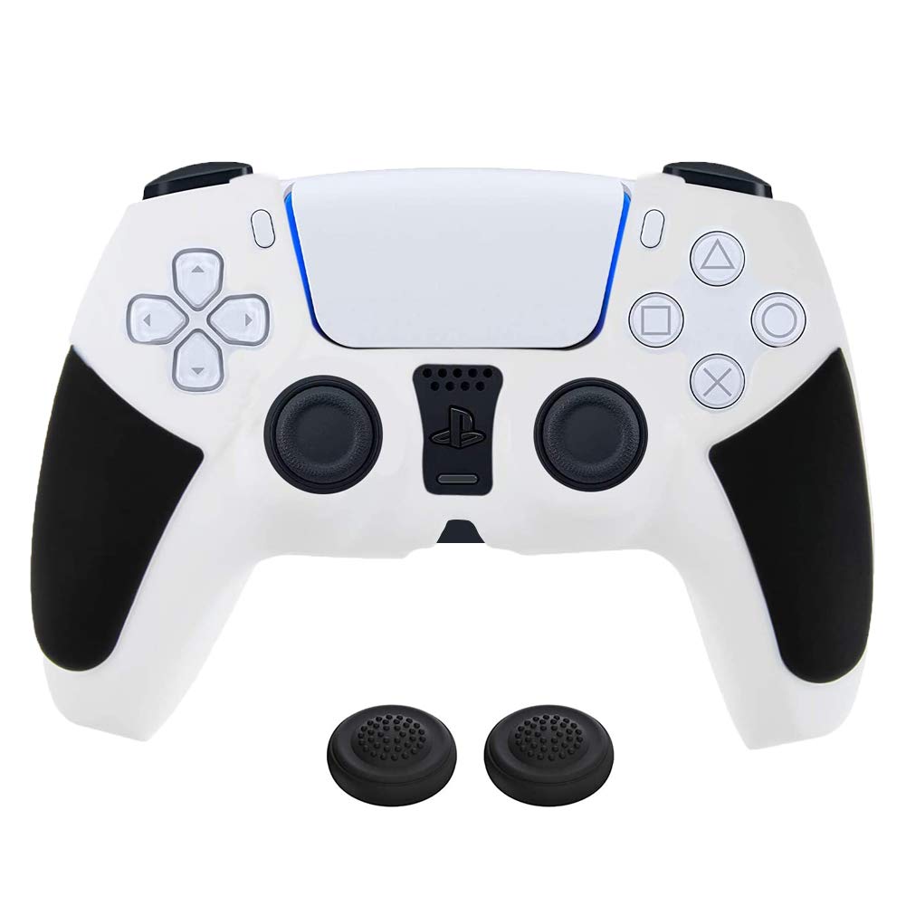 jojobnj Drop Resistance Silicone Protective Case Cover Skin for Sony PS5 Controller, Compatible with Playstation 5 DualSense Wireless Controller Anti-Slip Soft Rubber Case with 2 Thumb Grip Caps