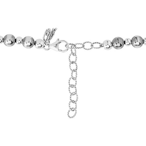 American West Sterling Silver Women's Strand Necklace Blue Turquoise Gemstone and Silver Beaded 15 to 17 Inch