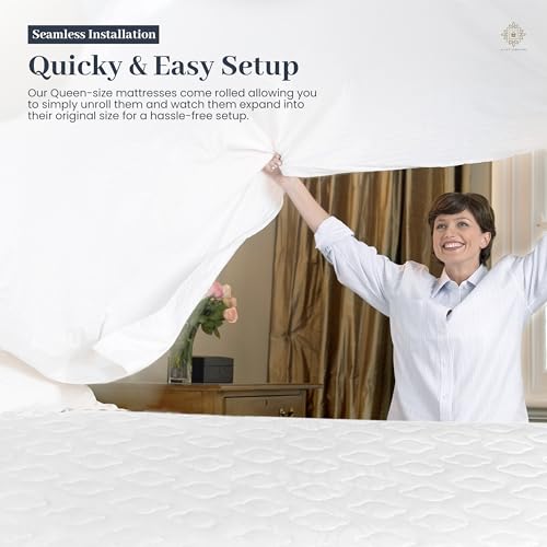 Queen Size Mattress - 12 Inch Cool Memory Foam & Spring Hybrid Mattress with Breathable Cover - Comfort Tight Top - Rolled in a Box - Oliver & Smith