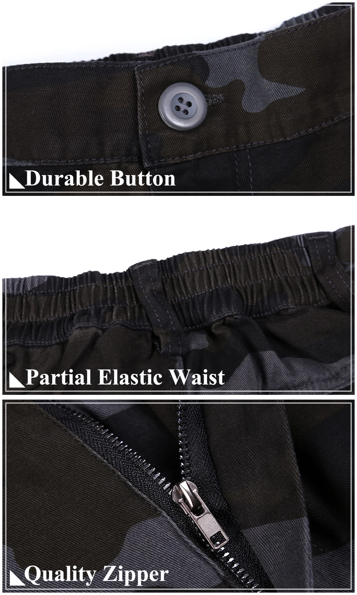APTRO Men's Cargo Pants Camo Casual Work Military Tactical Pants Black Camo 34