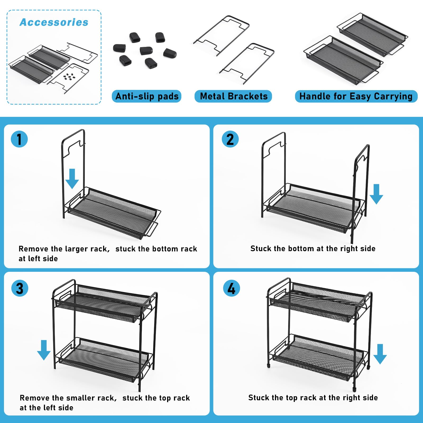 BTideas Bathroom Organizer Countertop, 2 Tier Countertop Organizer for Bathroom Counter, Countertop Bathroom Organizer, Spice Rack Organizer for Kitchen Vanity Organizer